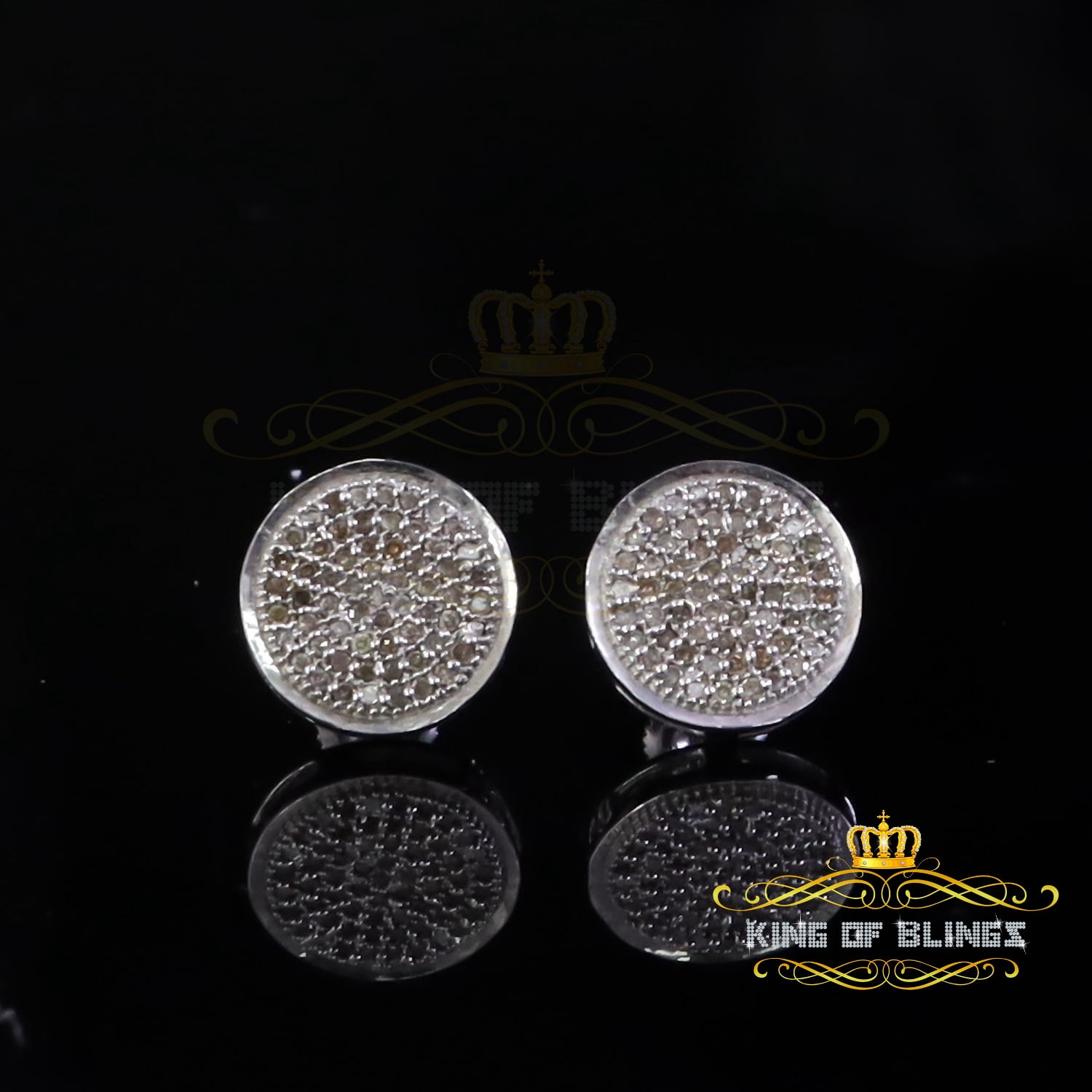 King of Bling's 0.20ct Diamond Stud Earrings For Women White 925 ...