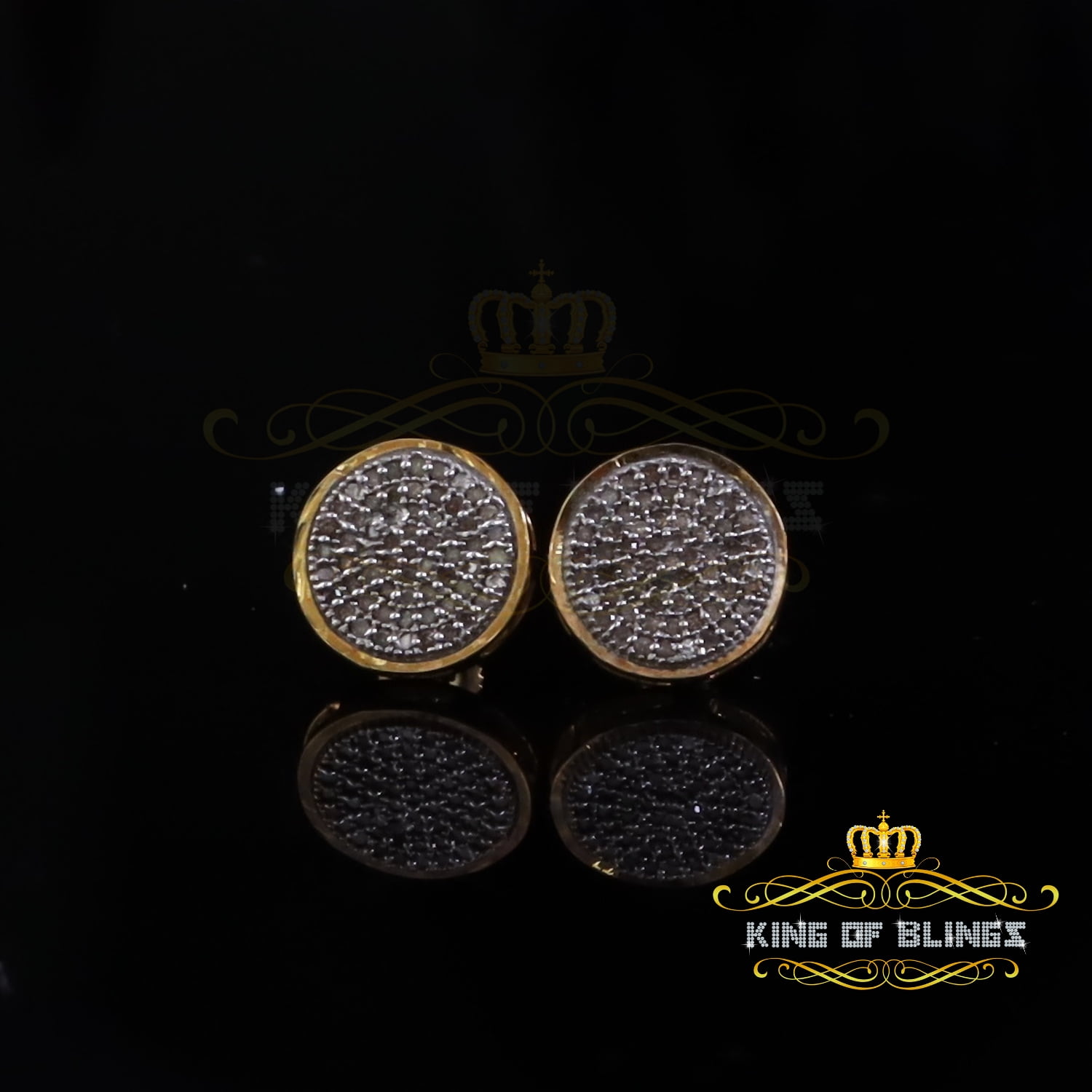King of Bling's 0.20ct Diamond Stud Earrings For Women Yellow 925 ...