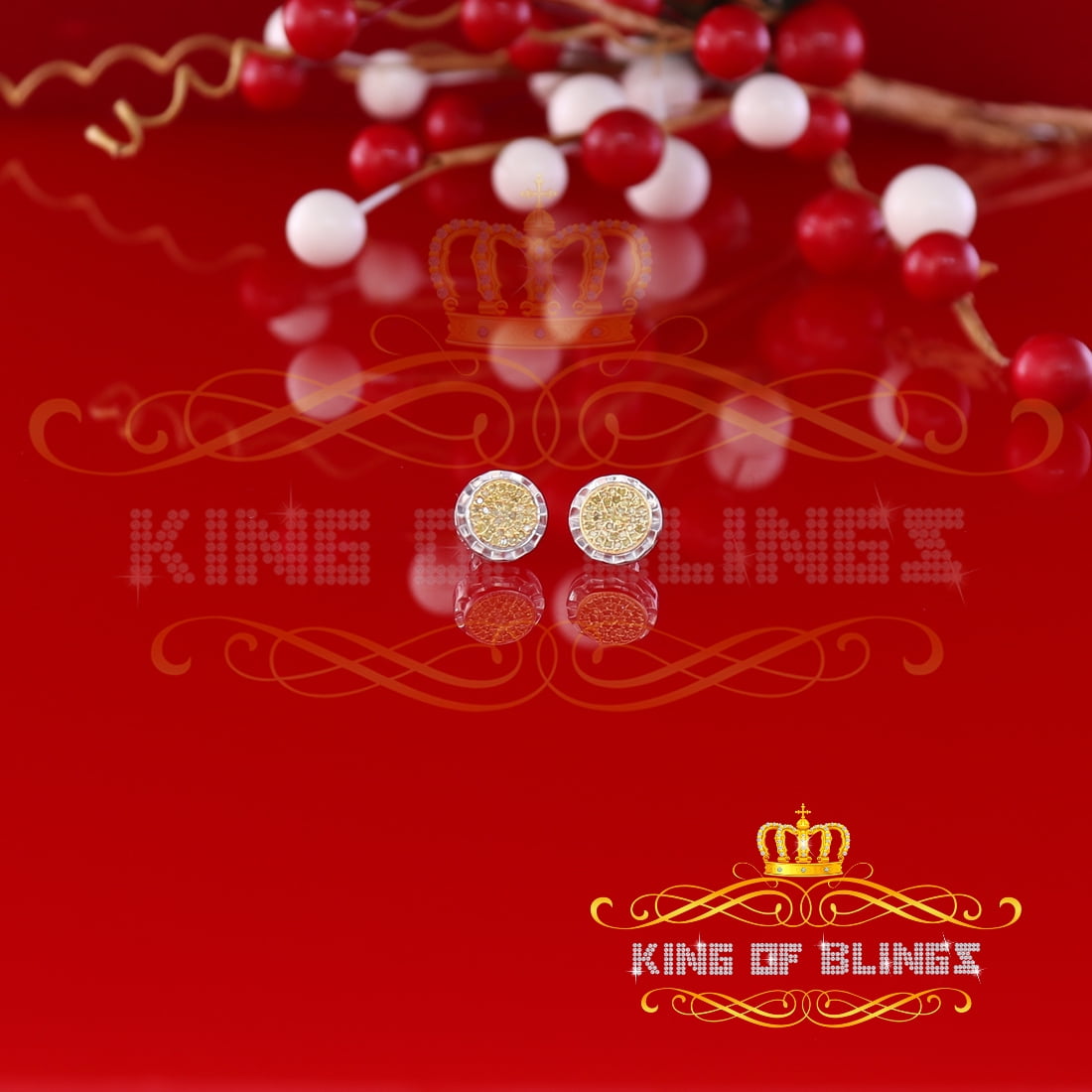 King of Bling's 0.20ct Diamond Stud Earrings For Women's White 925 ...