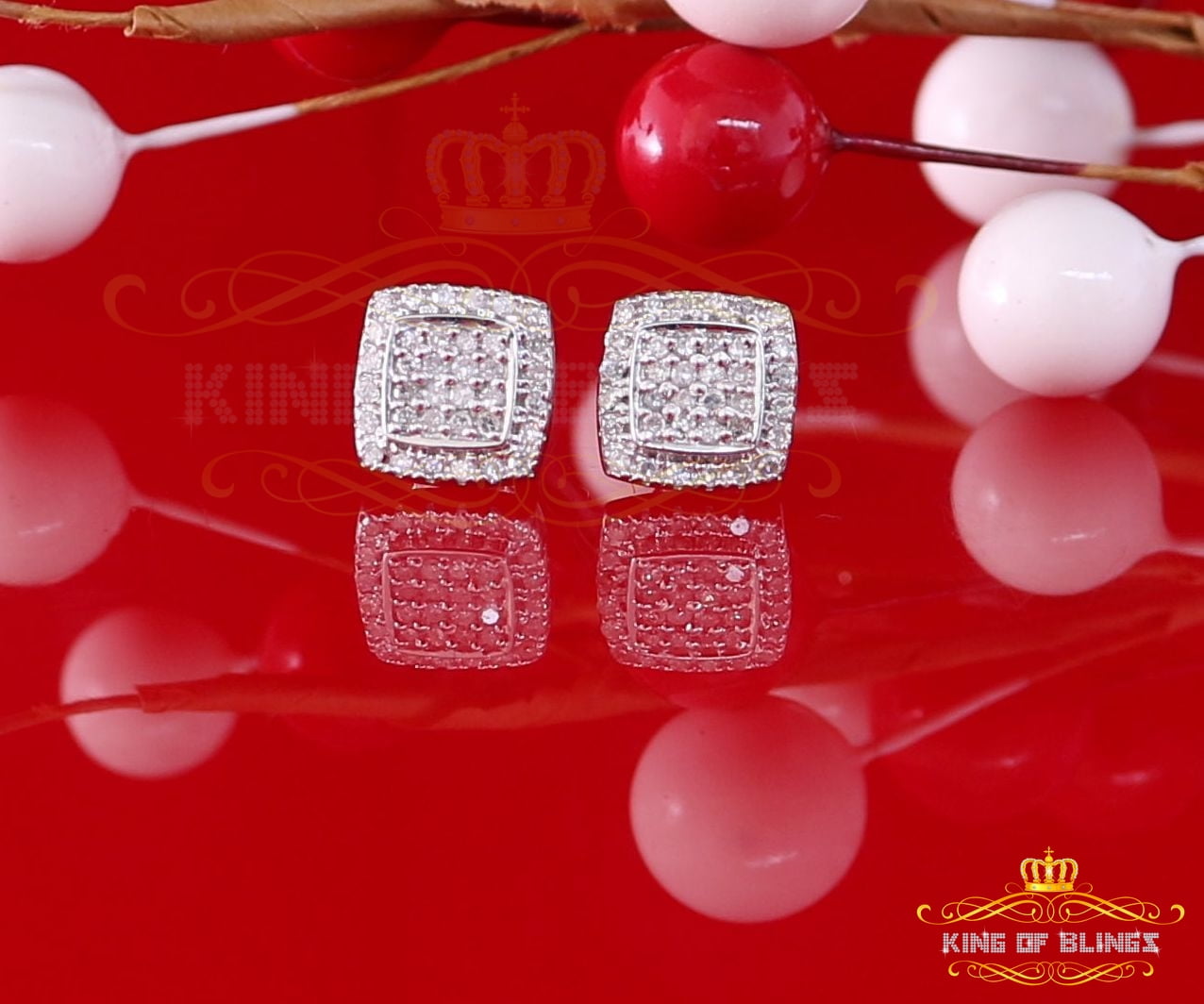 King of Bling's 0.50ct Diamond 925 Silver White Hip Hop Stud For Men's ...