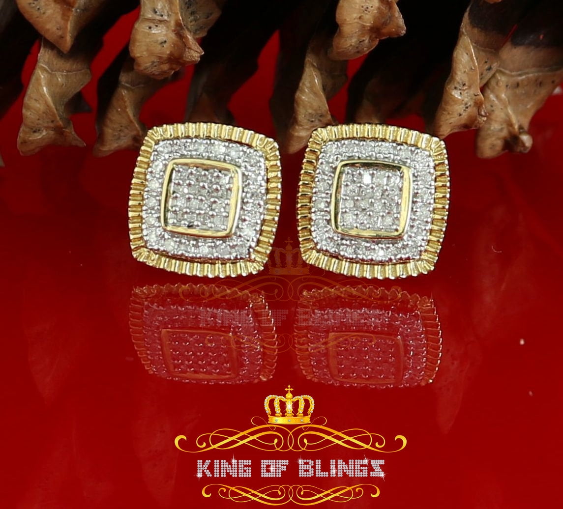 King of Bling's 0.55ct Diamond 925 Sterling Silver Hip Hop Yellow Stud Earring For Men / Women ...