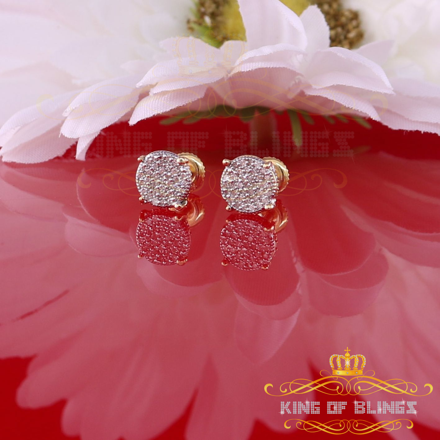 King of Bling's 10K Real Yellow Gold Real Diamond 0.15CT Men's/Women's ...