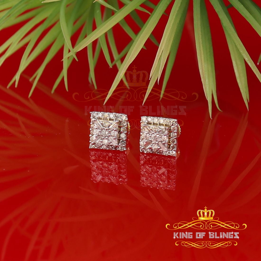 King of Bling's 10K Real Yellow Gold with 0.75 CT Real Diamond Men's ...