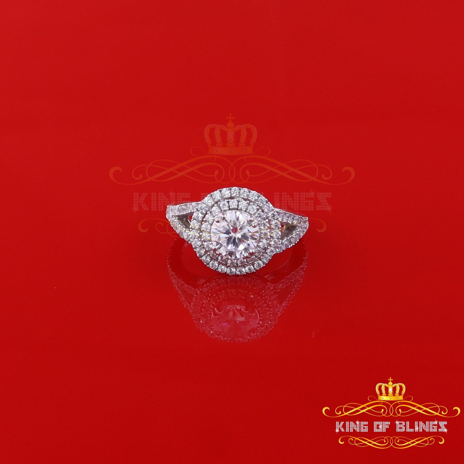 King of Bling's 3.34ct Cubic Zirconia Sterling White Silver Round Wedding Womens Ring Size 7 ...