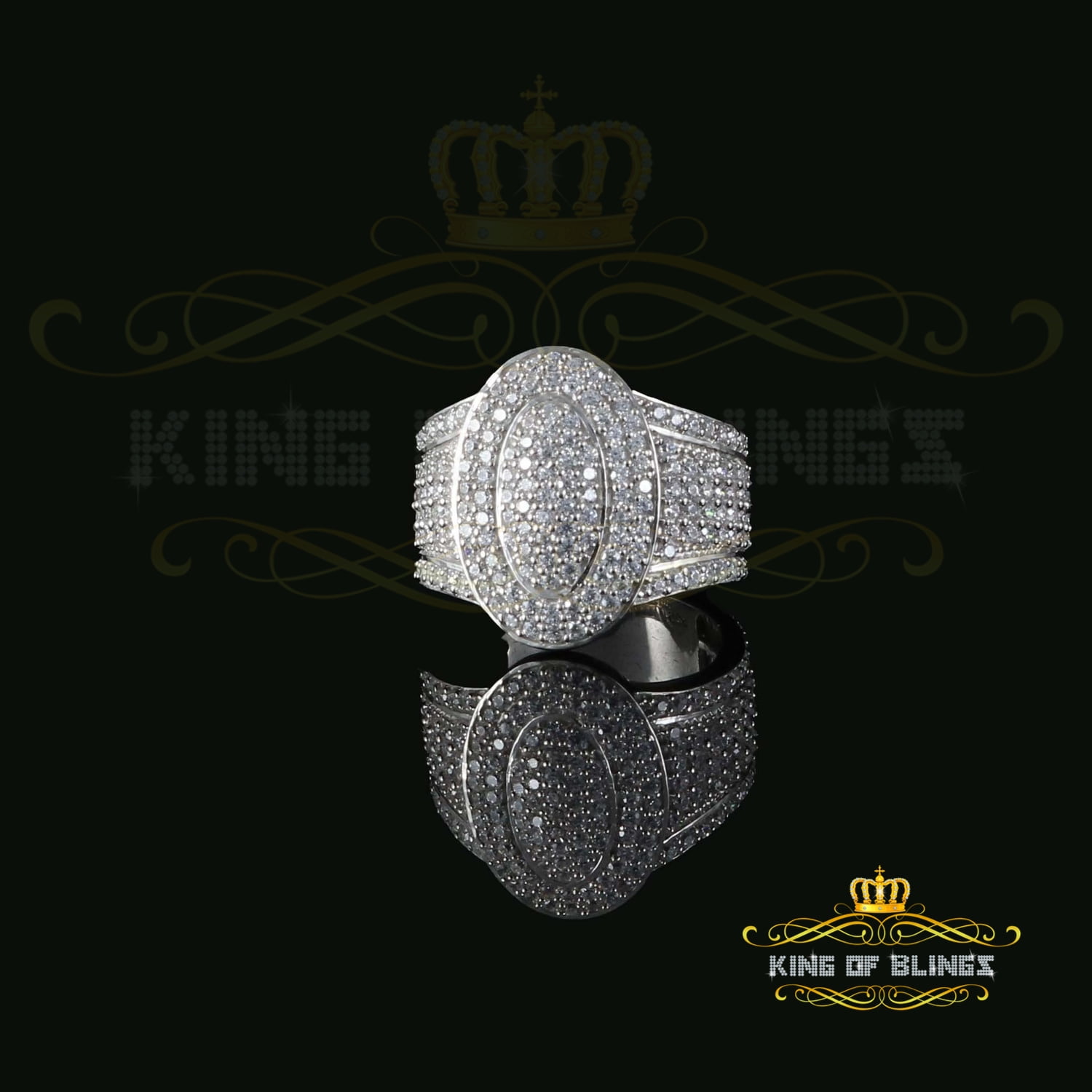 King of Bling's 925 Sterling Silver White 7.50ct Cubic Zirconia Oval ...