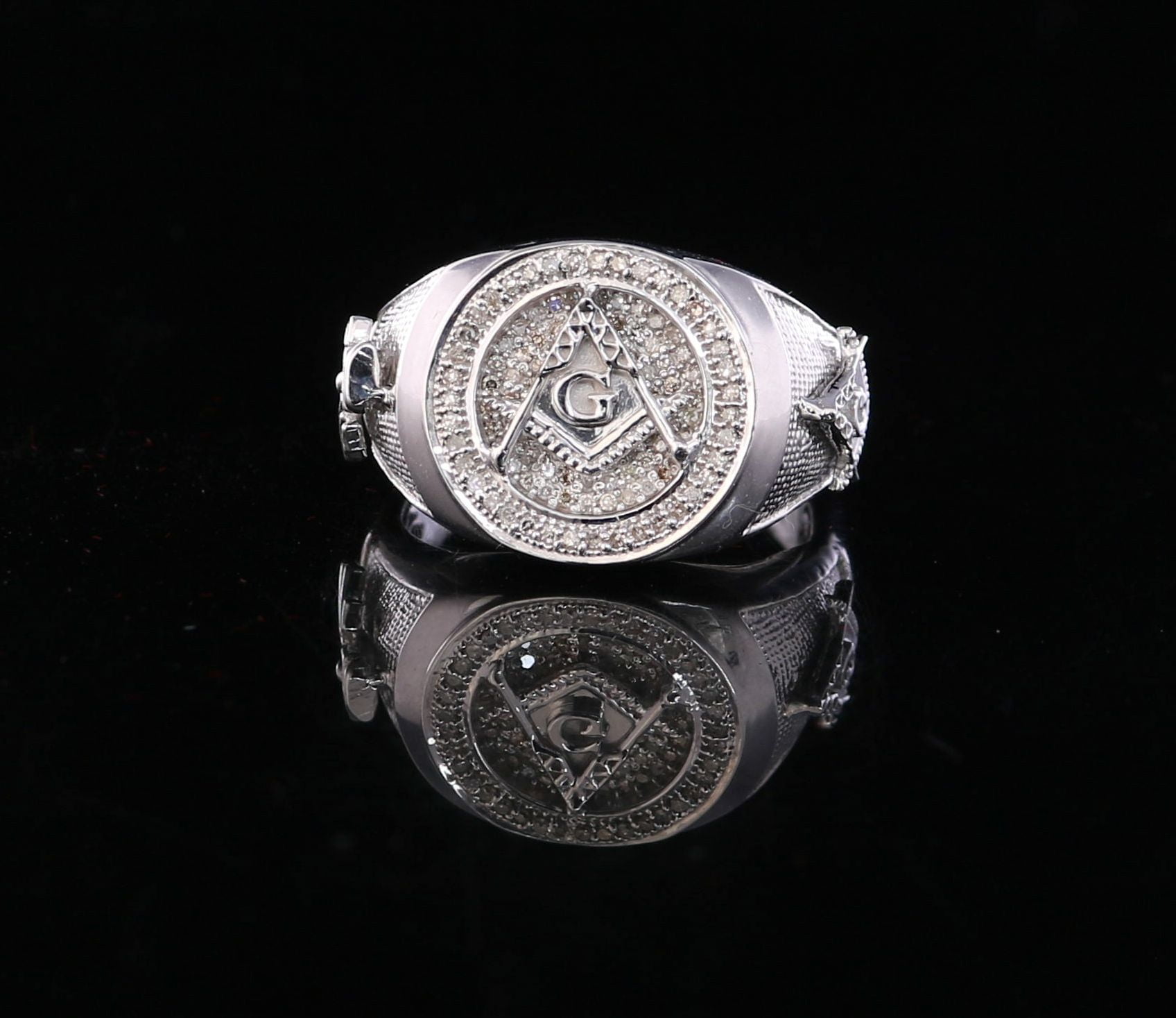 King of Bling's 925 Sterling White Silver Masonic 0.50 CT Real Diamond ...