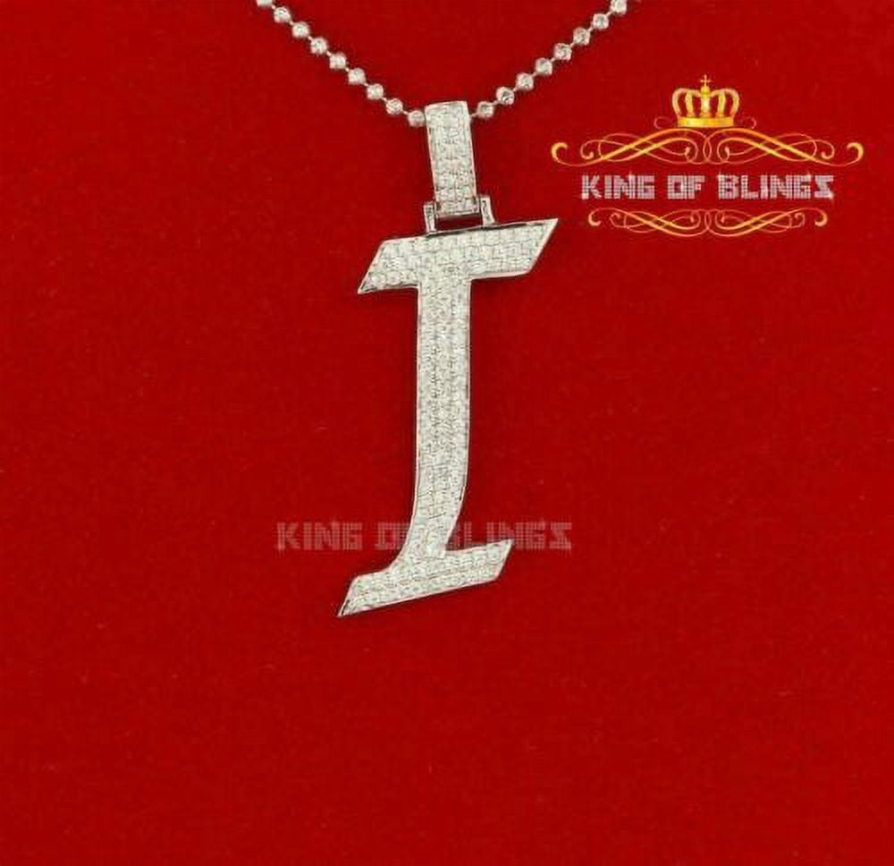 King of Bling's 925 White Cursive Sterling Silver Initial Alphabet 'I ...
