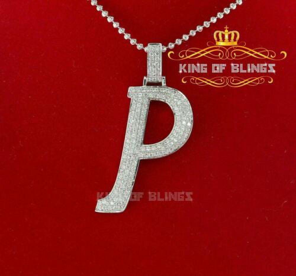 King of Bling's 925 White Cursive Sterling Silver Initial Alphabet 'P ...