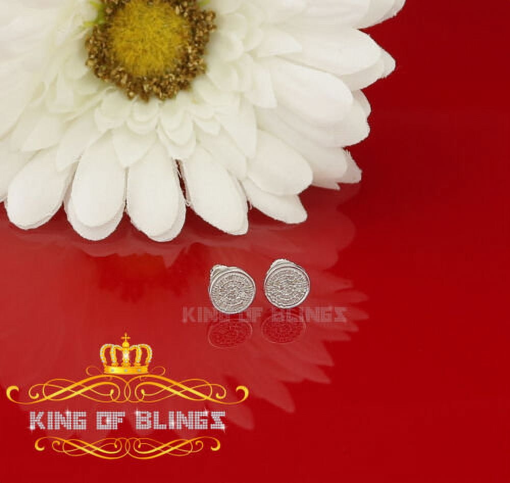 King of Bling's 925 White Silver Hip Hop 0.15ct Diamond For Men's & Women's Round Stud Earrings ...