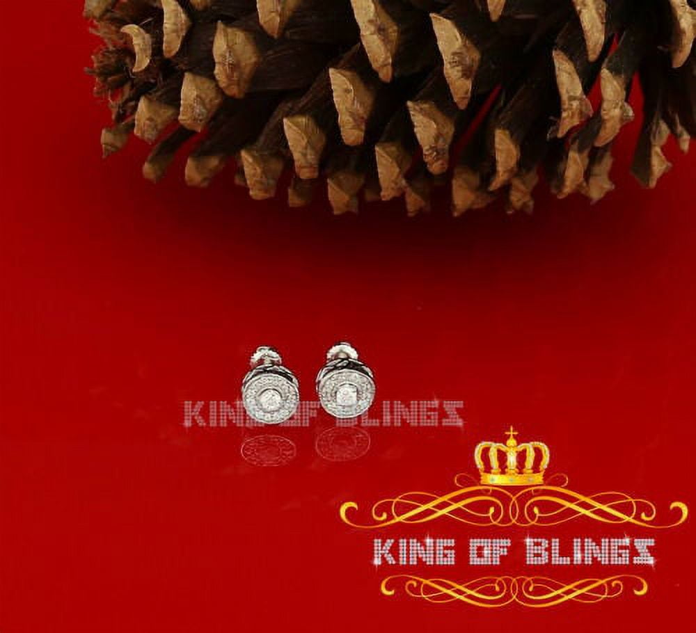 King of Bling's 925 White Silver Screw Back 0.50ct Cubic Zirconia Round ...