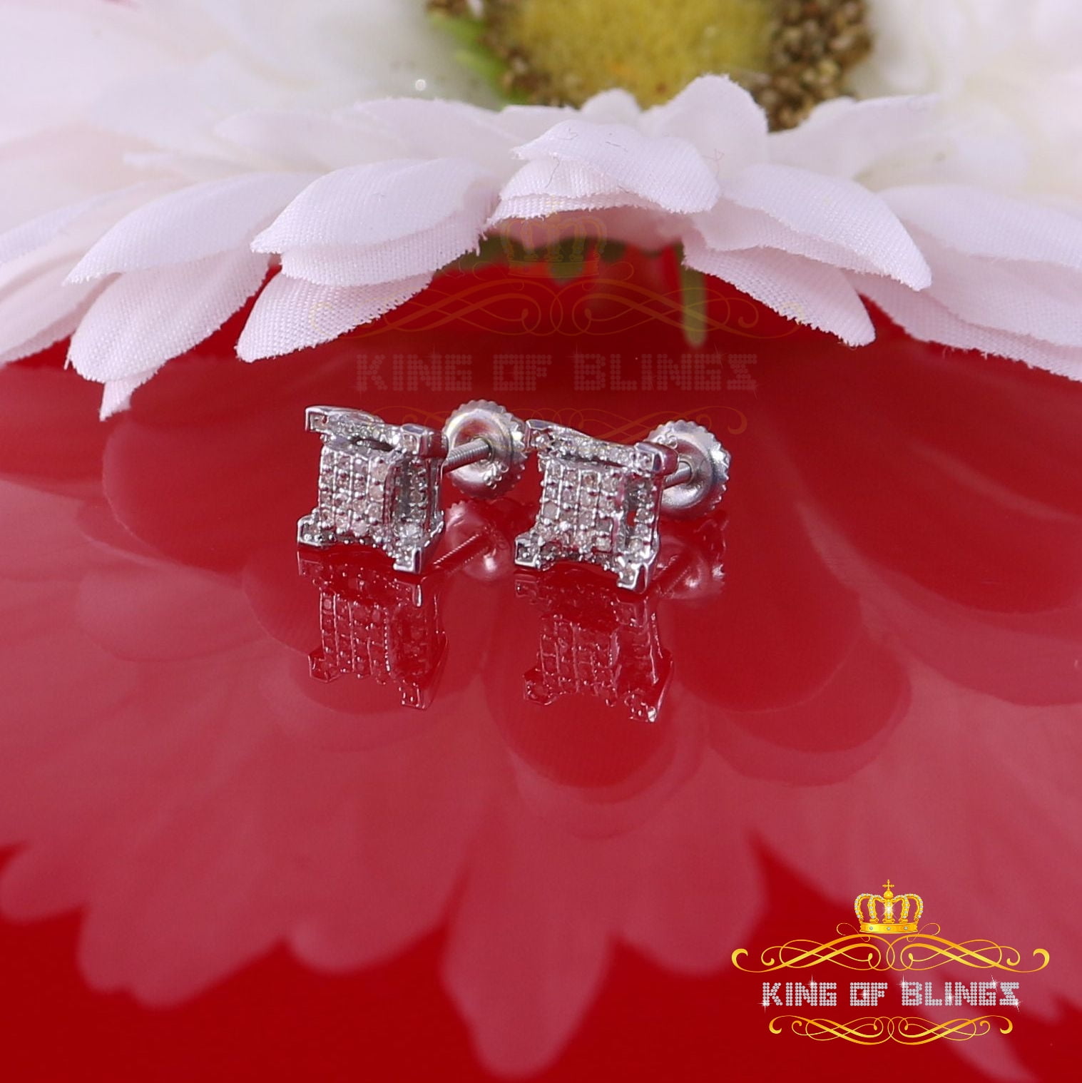 King of Bling's Aretes Para 925 Sterling White Silver 0.20ct Diamond ...