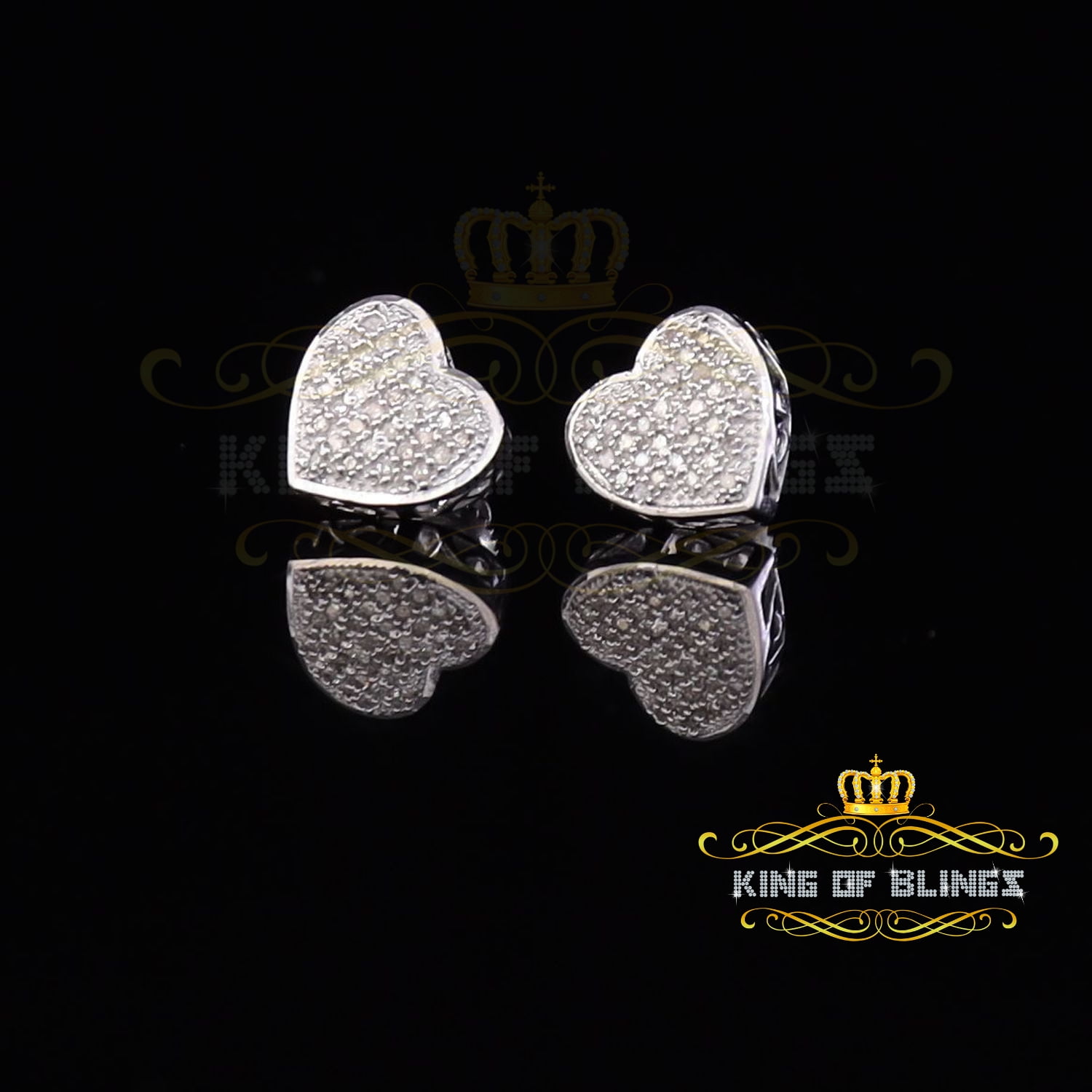 King of Bling's Aretes Para Hombre Heart 925 White Silver 0.15ct ...
