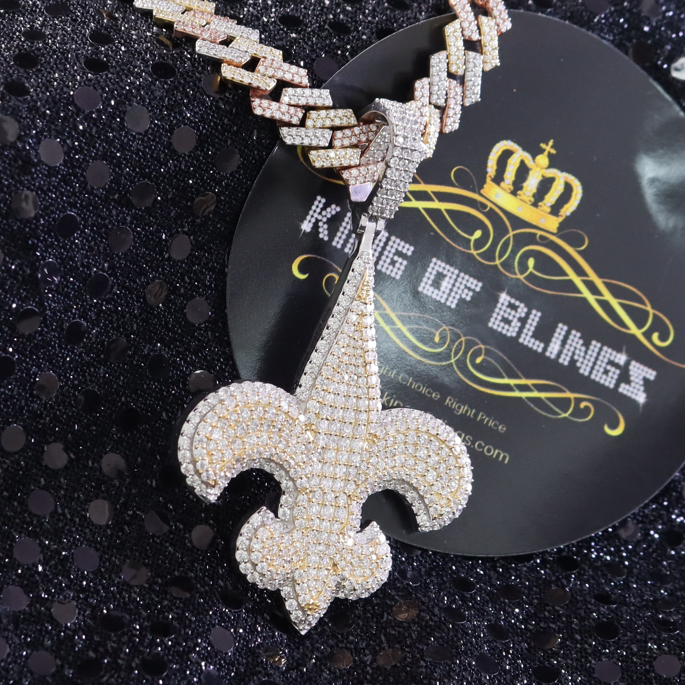 King of Bling's Fancy 925 Sterling Silver Fleur de Lis White Pendant ...