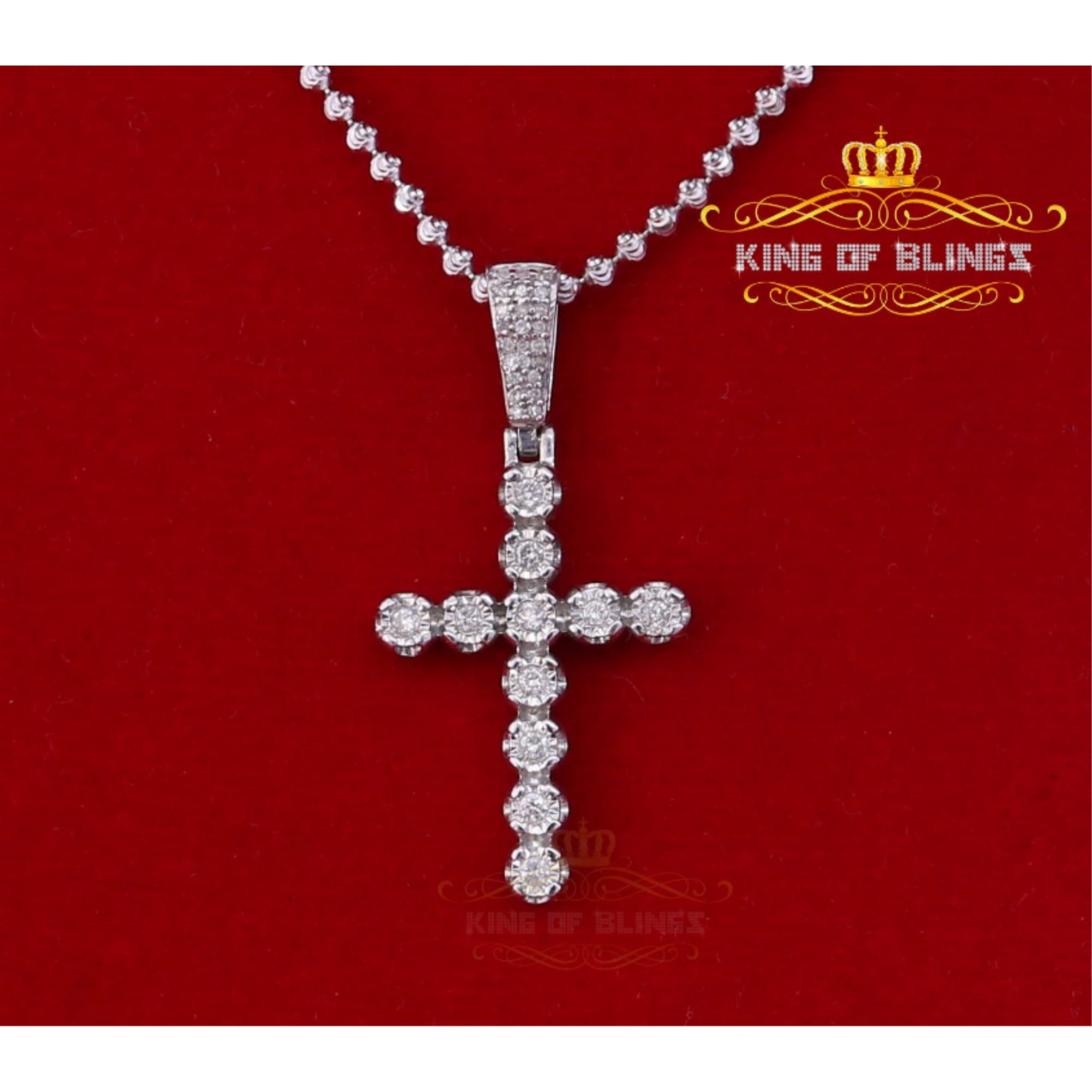 King of Blings, Real Diamond Sterling Silver Cross Pendant, Unisex ...