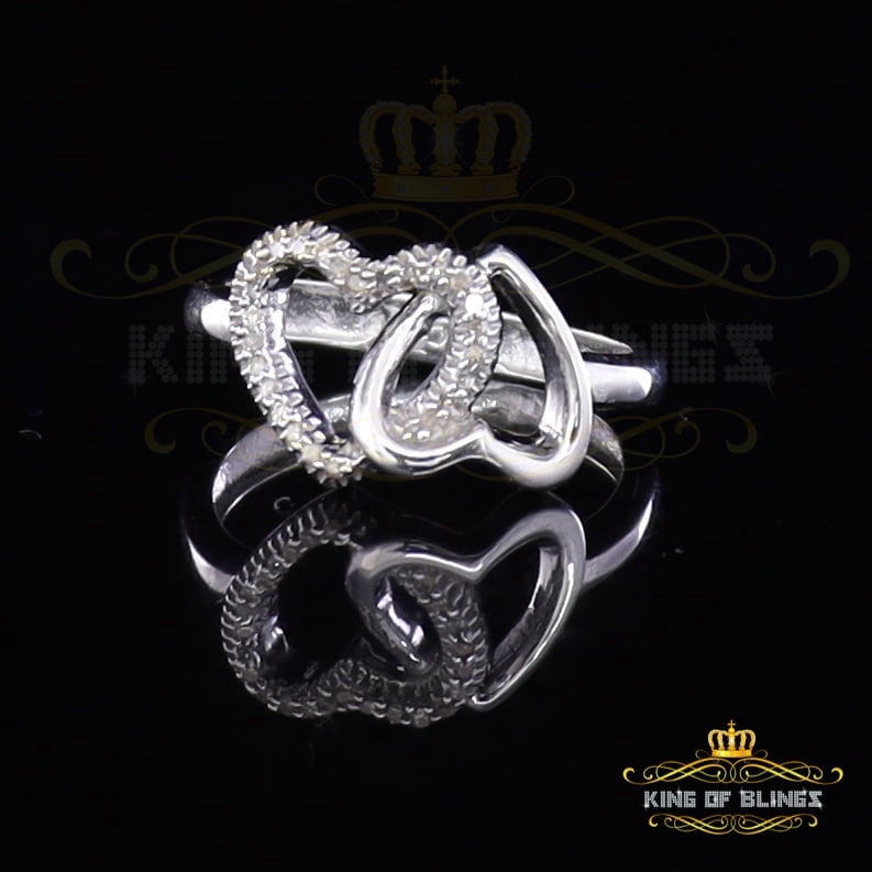 King of Bling's Real Diamond 0.10 CT Womens 925 White Sterling Silver ...