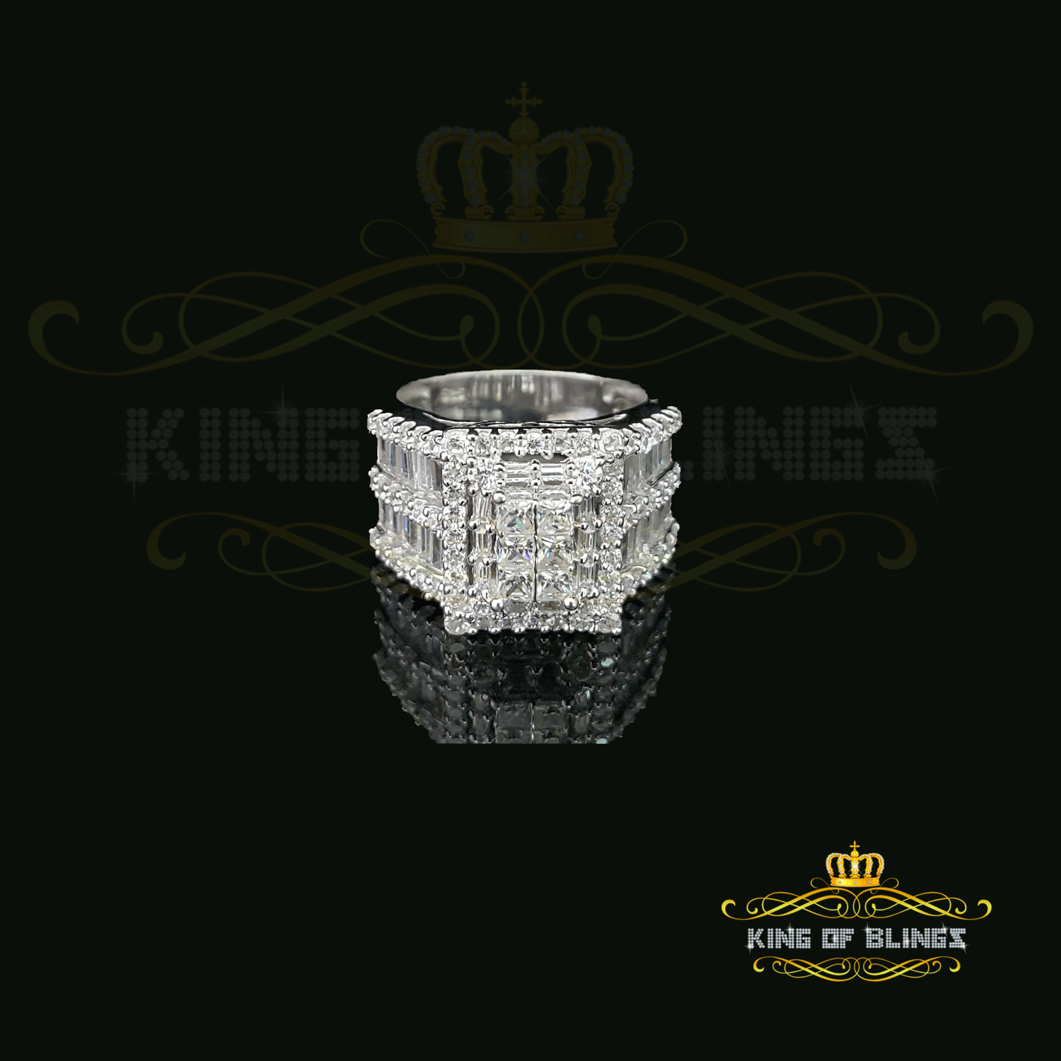 King of Bling's Square Iced Out White Cubic Zirconia Hip Hop Rapper 5 ...