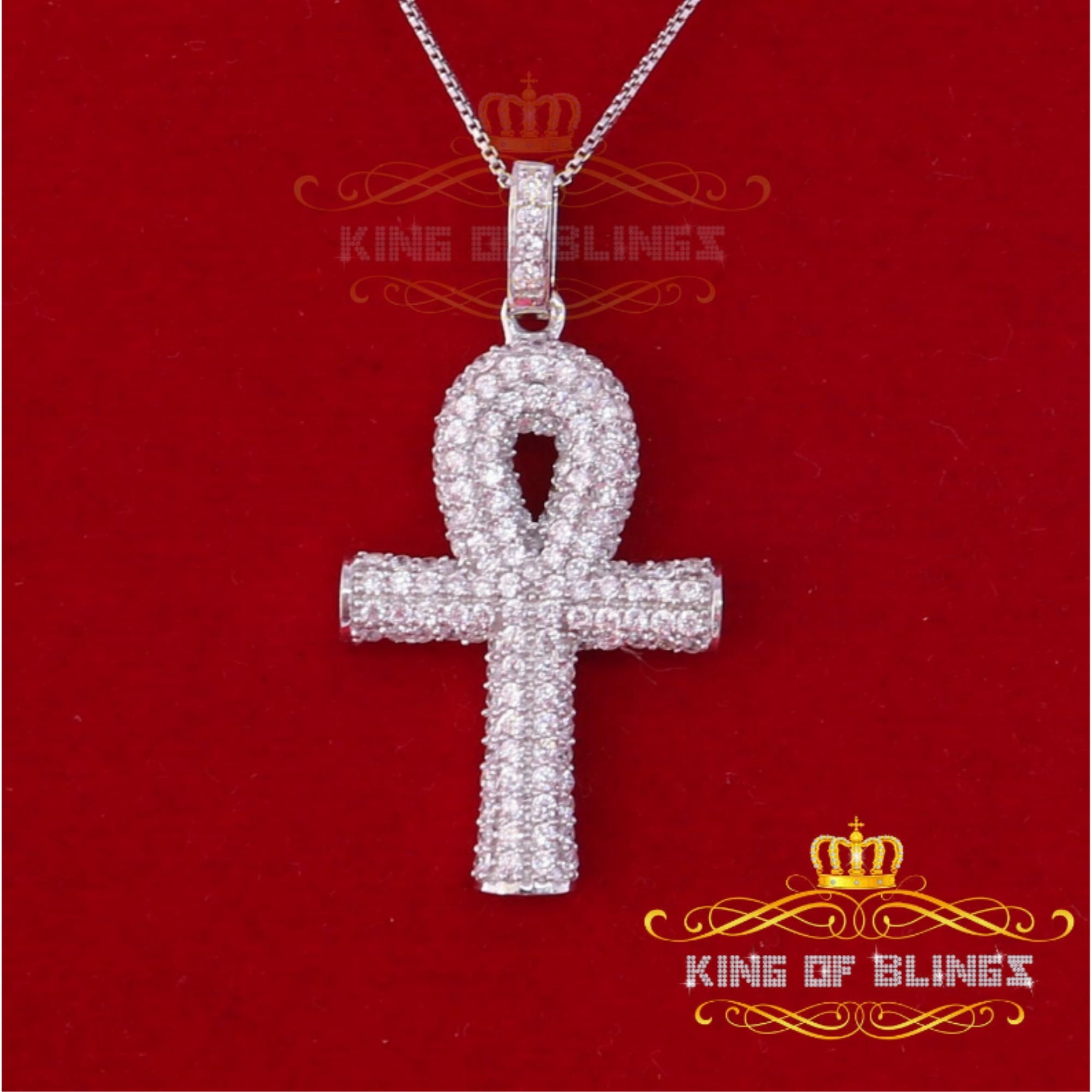King of Bling's Sterling Silver ANKH Shape Beautiful Fancy Pendant ...