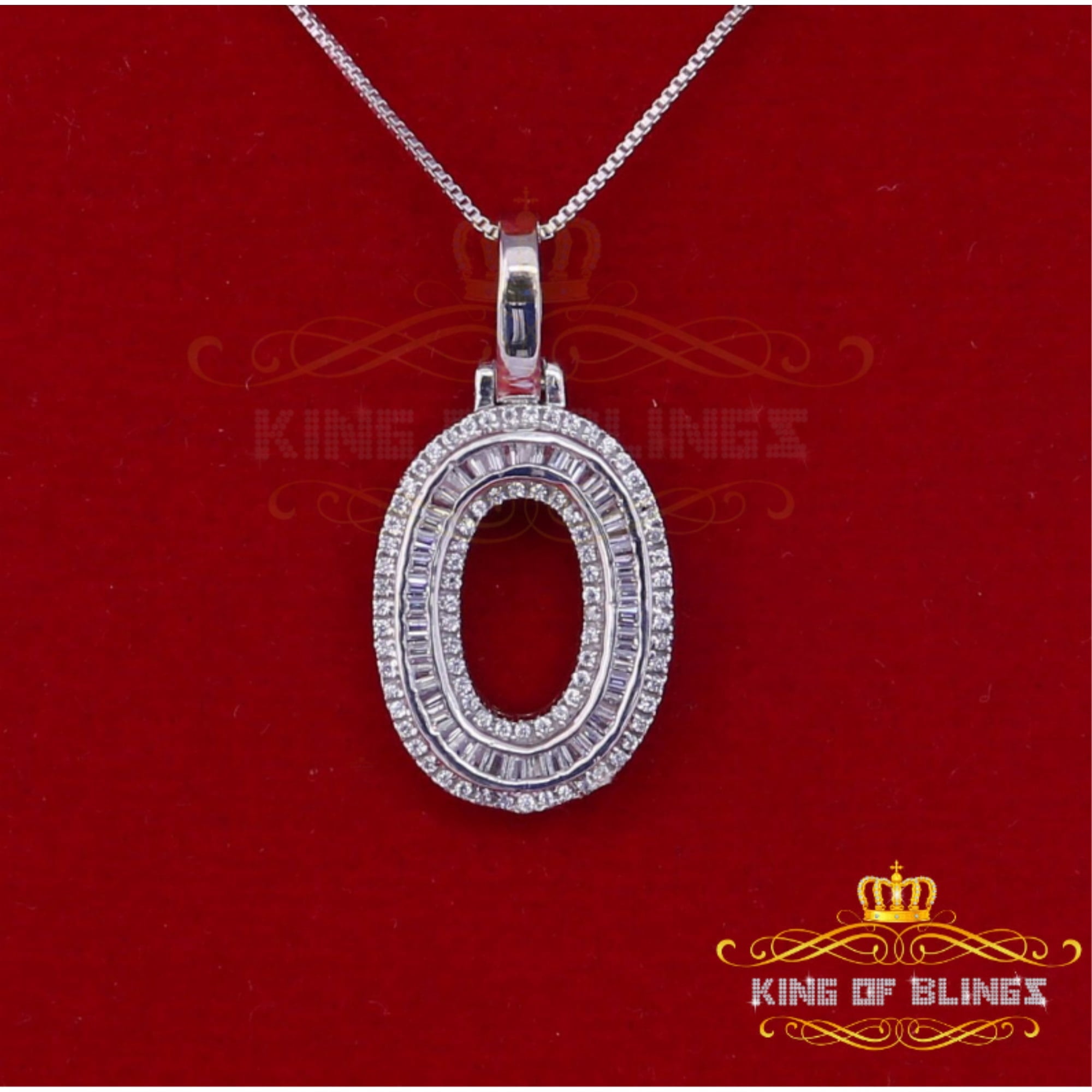 King of Bling's White Beautiful Custom intial Alphabet 'O' Pendant ...