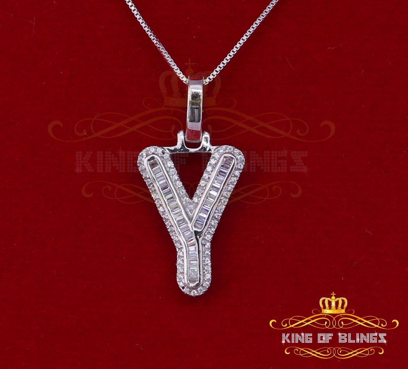 King of Bling's White Beautiful Custom intial Alphabet 'Y' Pendant ...