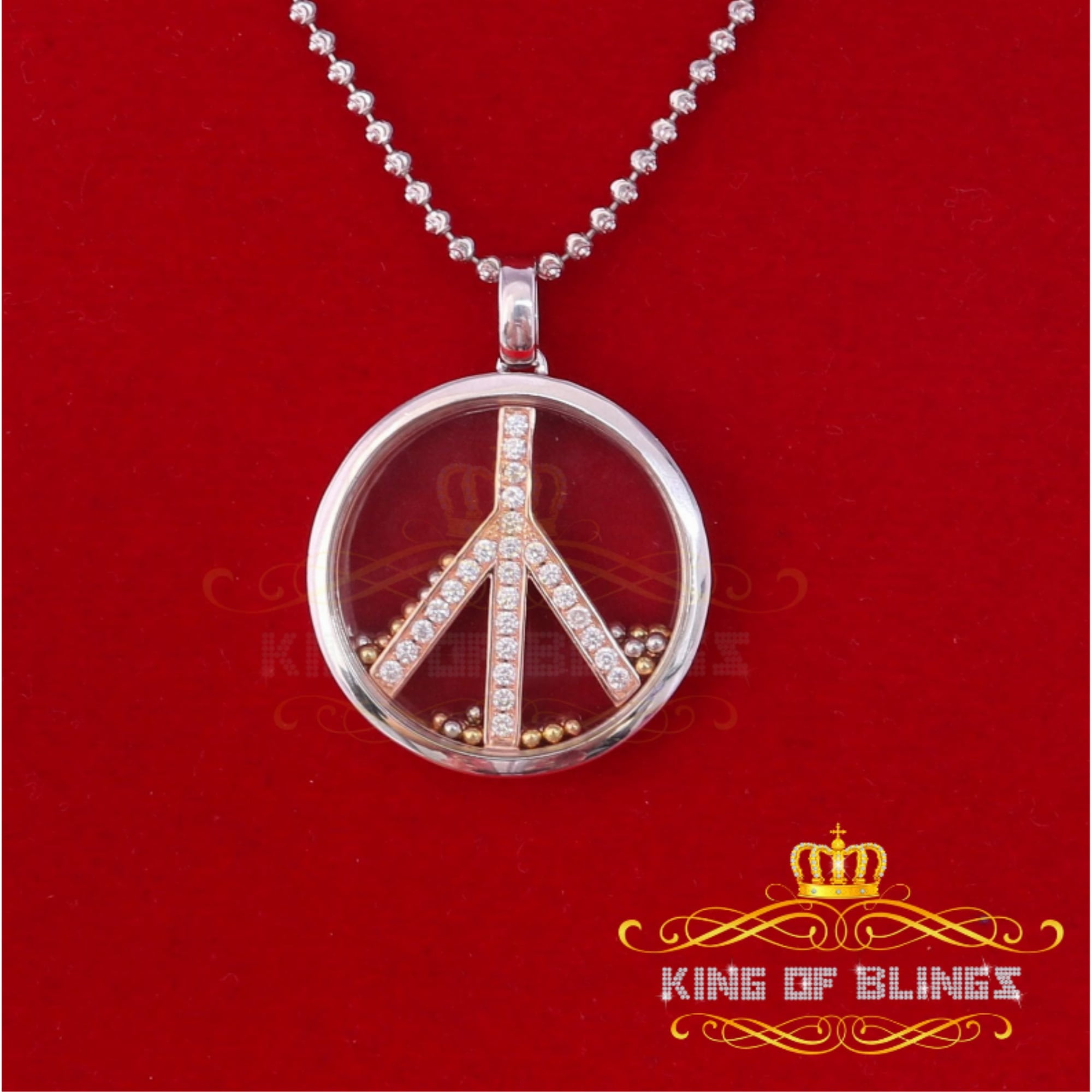 King of Bling's White Sterling Silver Universal Sign of Peace Necklace ...