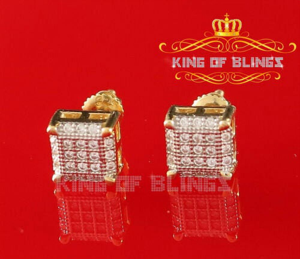 King of Bling's Yellow 925 Sterling Silver Women's & Men's 1.68ct Cubic Zirconia Square Earrings ...
