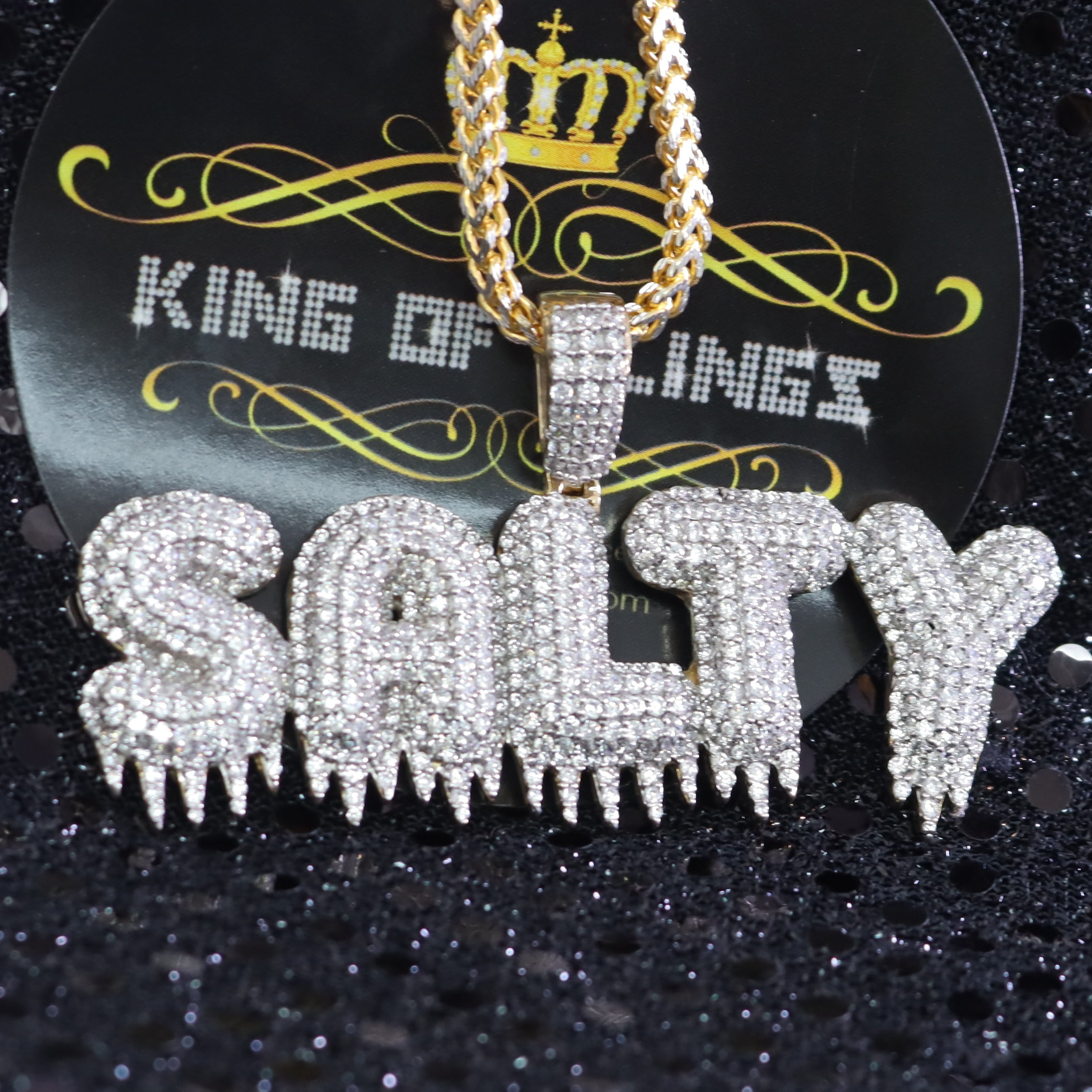 King of Bling's Yellow ''SALTY" DRIPPING 925 sterling Silver Pendant ...