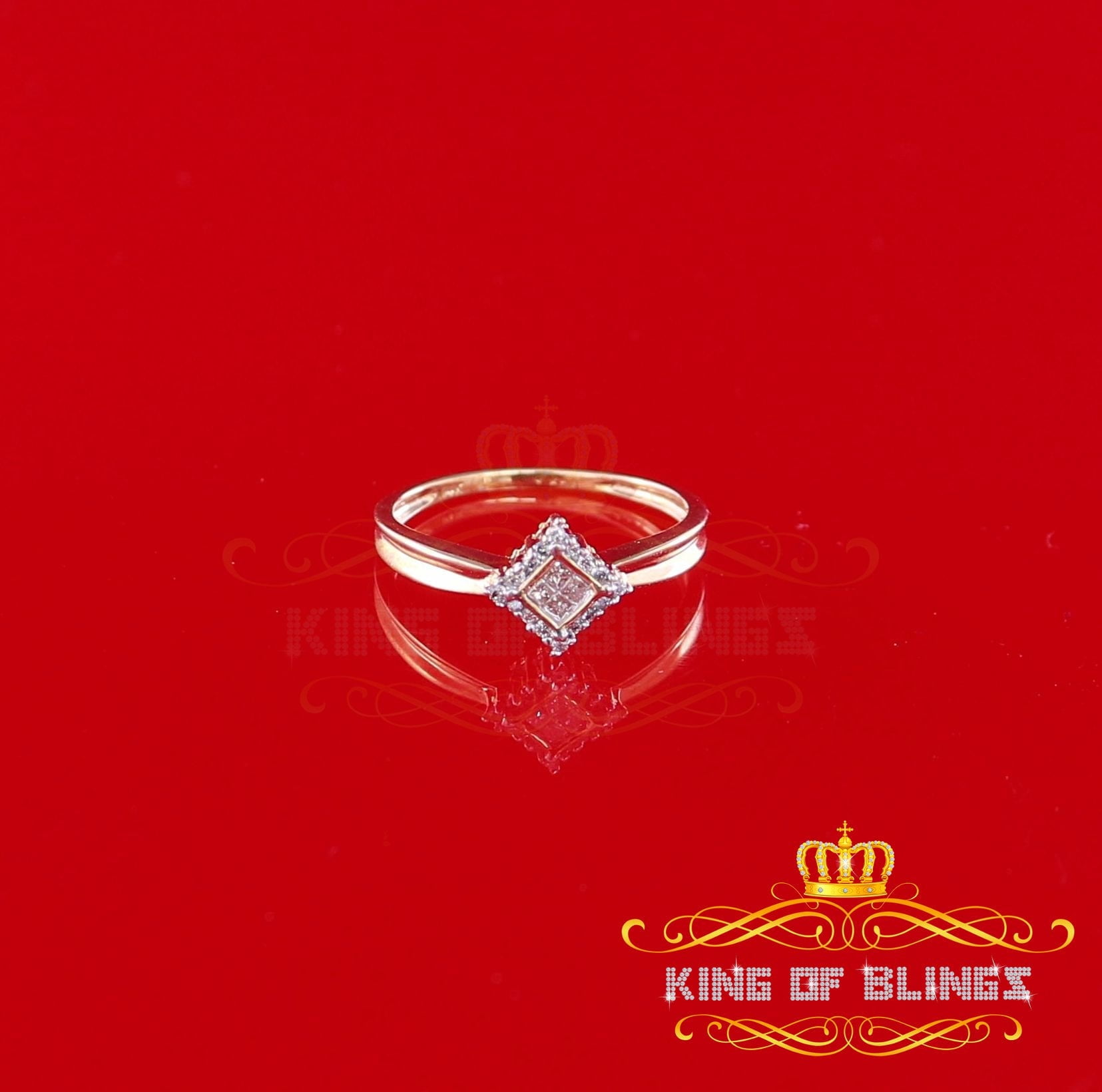 King of Blings 14K Real Yellow Gold with 0.12 CT Real Diamond Ladies ...