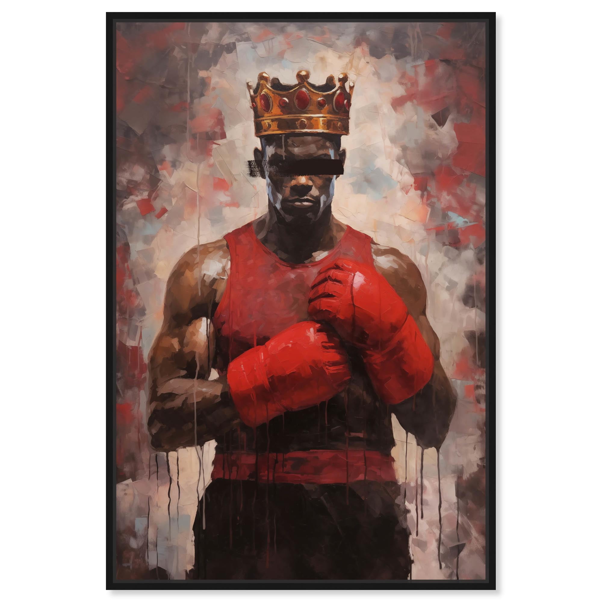 King of Boxing Red Canvas Boxing Poster Art by Art Remedy, Black Frame ...