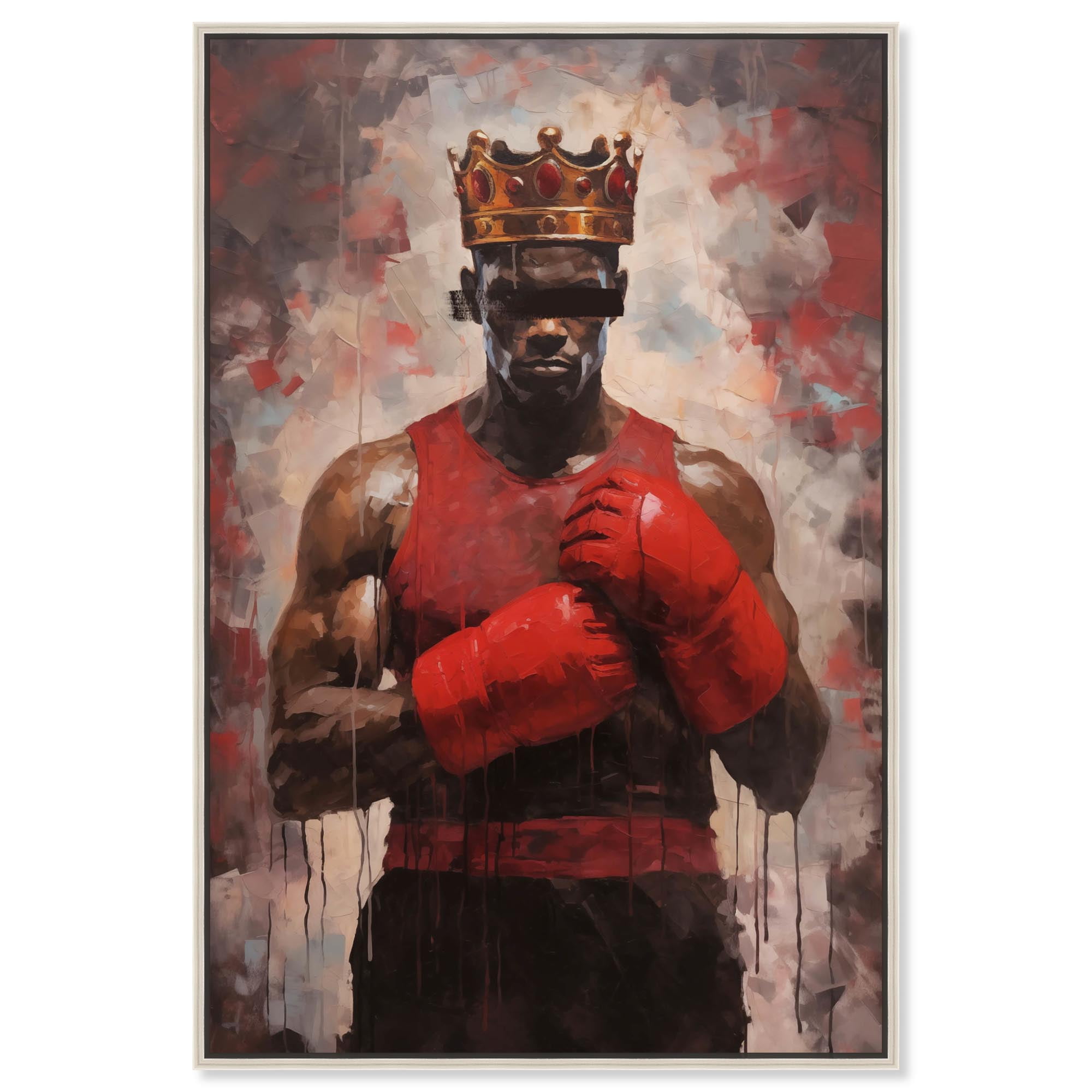 King of Boxing Red Canvas Boxing Poster Art by Art Remedy, Silver Frame ...
