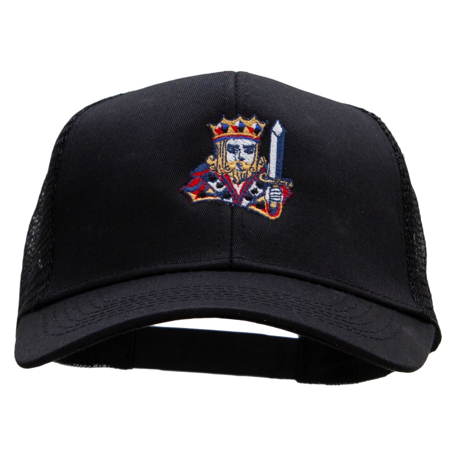 King of Cards Embroidered Solid Cotton Prostyle Twill Mesh Cap - Black ...