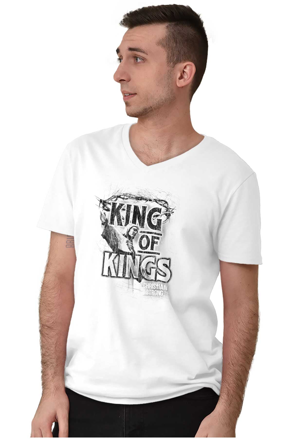 King Of Kings Jesus Christ Religious V Neck T Shirts Men Women Brisco