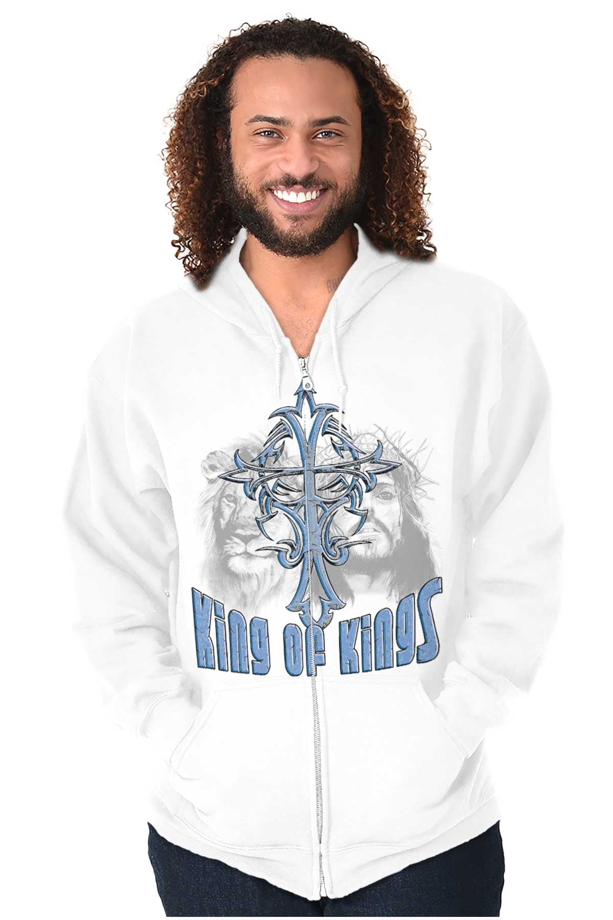 King of Kings Jesus Lion Christian Men's Big & Tall Graphic Zip Up ...
