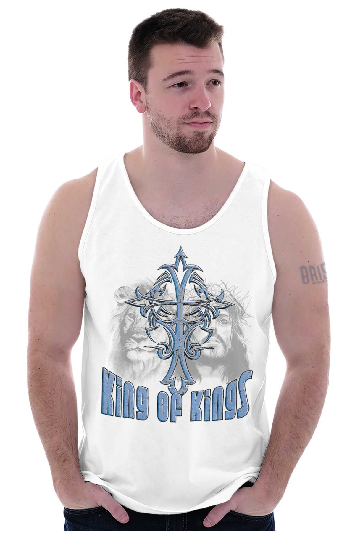 King of Kings Jesus Lion Christian Tank Top Sleeveless Tee Men Brisco ...