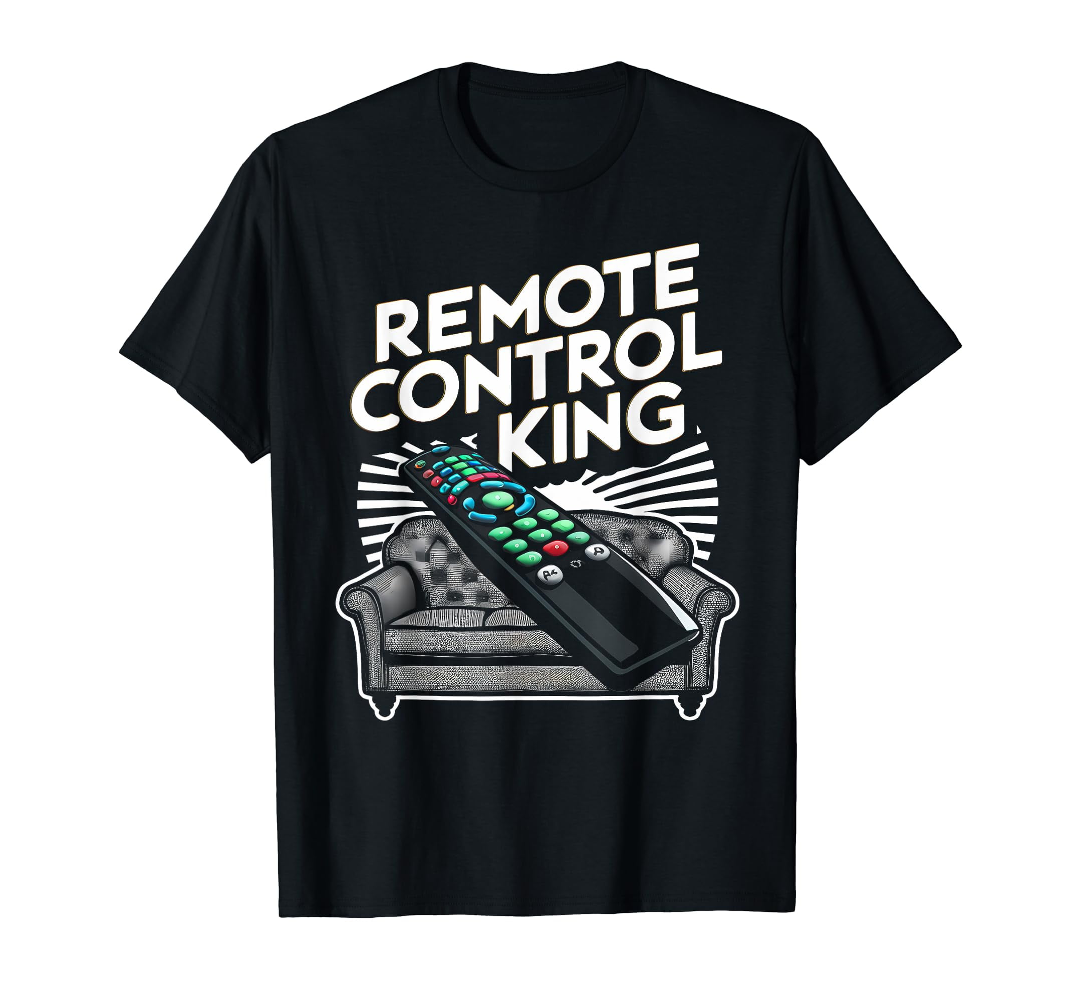 King of the Remote Control TV Funny Potato Couch Lazy Dad T-Shirt ...