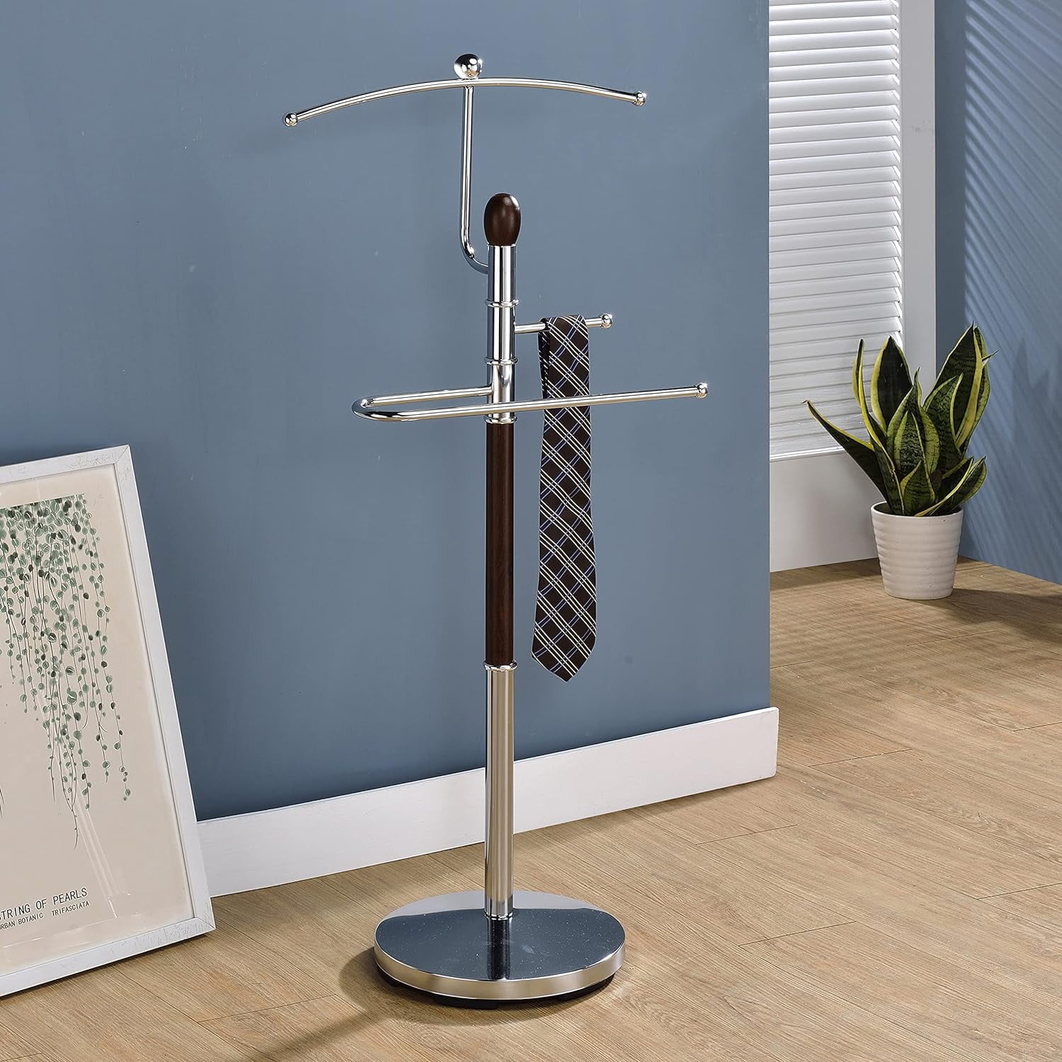 King's Brand Wood & Metal Suit Valet Rack Stand Organizer, Walnut ...