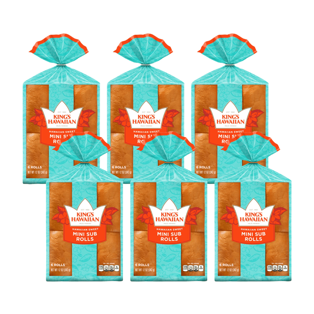 King's Hawaiian Sweet Mini Sub Rolls for Sliders, 6 Count, Pack of 6 ...
