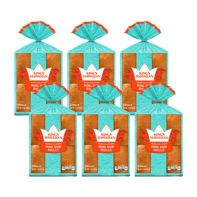 King's Hawaiian Sweet Mini Sub Rolls for Sliders, 6 Count, Pack of 6 ...