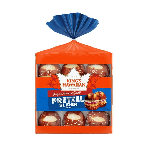 King's Hawaiian Pretzel Pre-Sliced Slider Buns 9 Count 11 oz (Pack of 2 ...