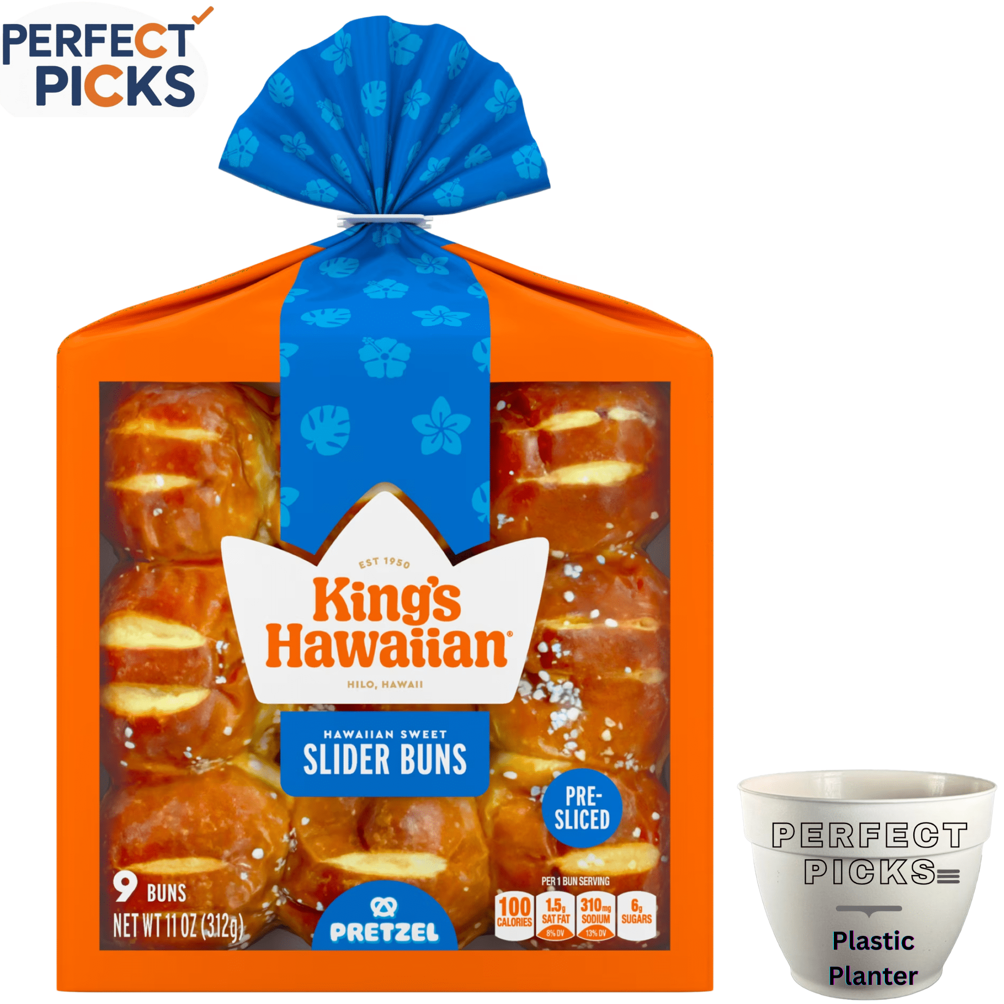 King's Hawaiian Pretzel Pre-Sliced Slider Buns, 9 Count, 11 oz, Shelf ...