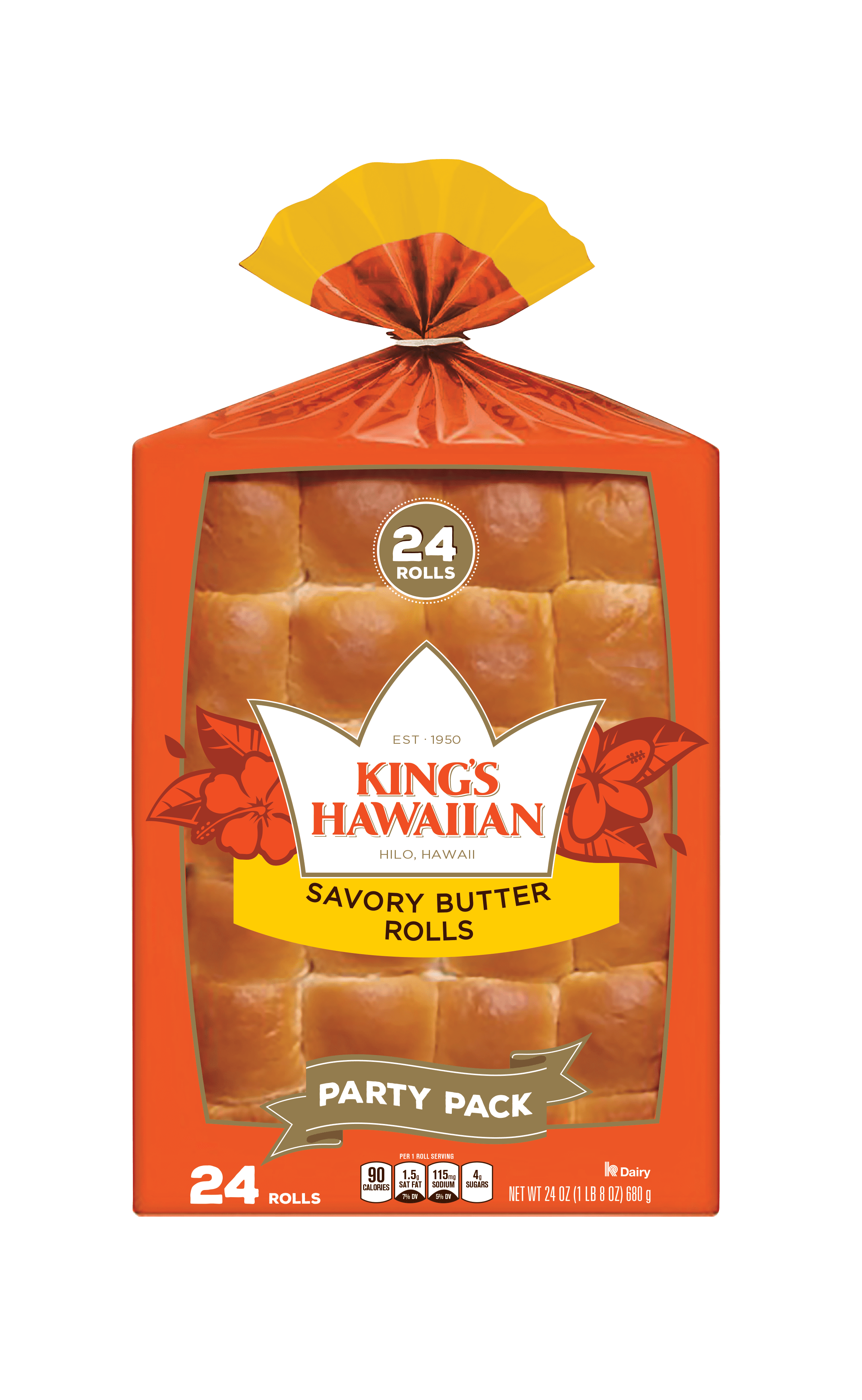 King's Hawaiian Savory Butter Dinner Rolls 24 Count, 24 oz, Shelf ...