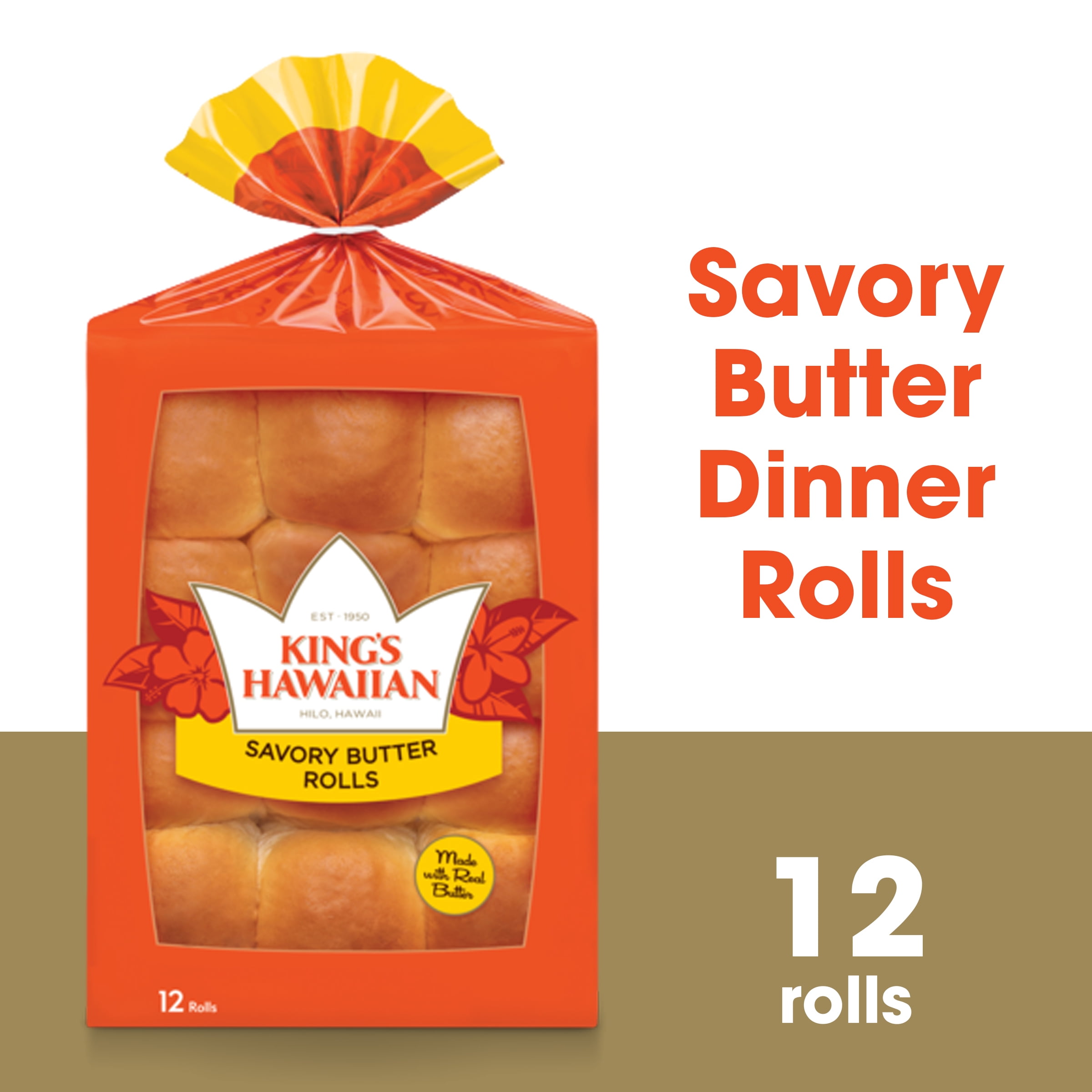 King's Hawaiian Savory Butter Rolls, 12 Count, 12 oz - Walmart.com