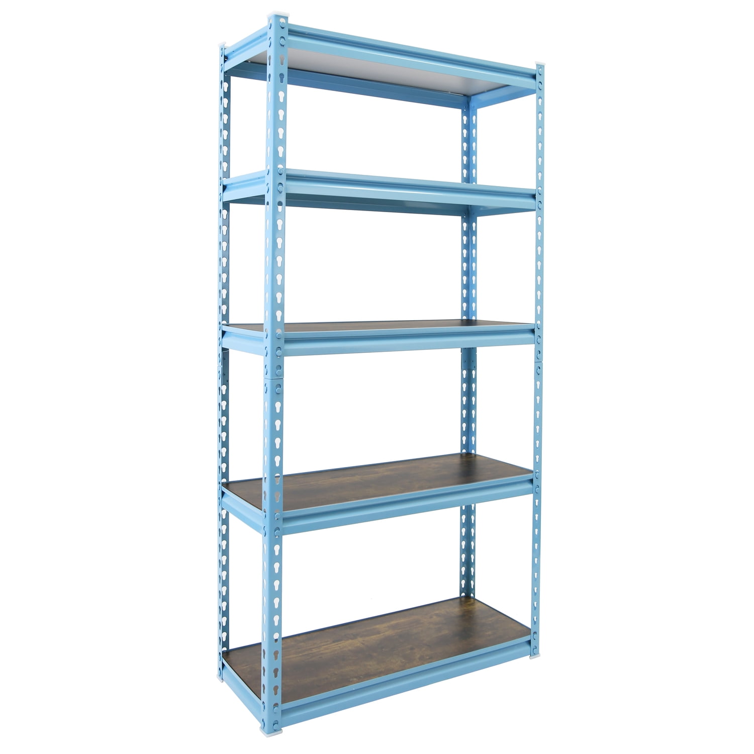 King's Rack 5-Tier Metal Boltless Storage Shelving in Blue & Wooden ...
