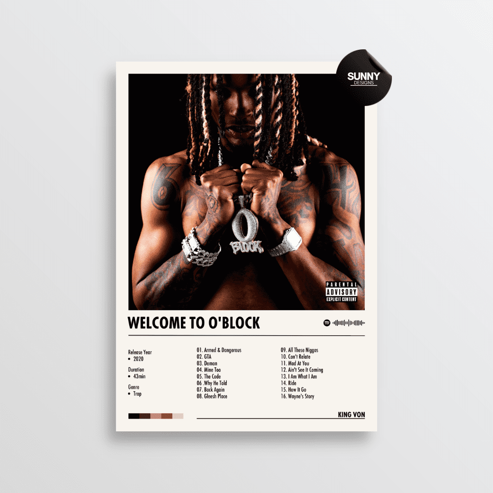 King von - Welcome to O'block, Album Cover Poster, Music Poster, Album ...