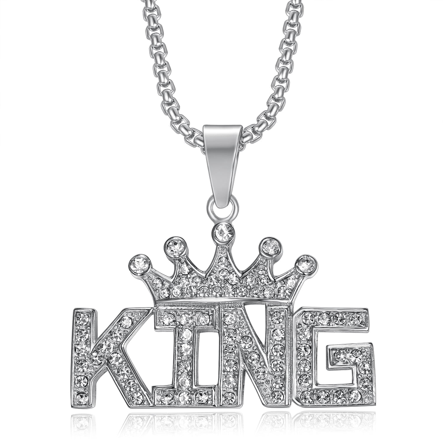 NEGS King with Crown Pendant 24'' Chain Punk Rock Hip Hop Stainless ...