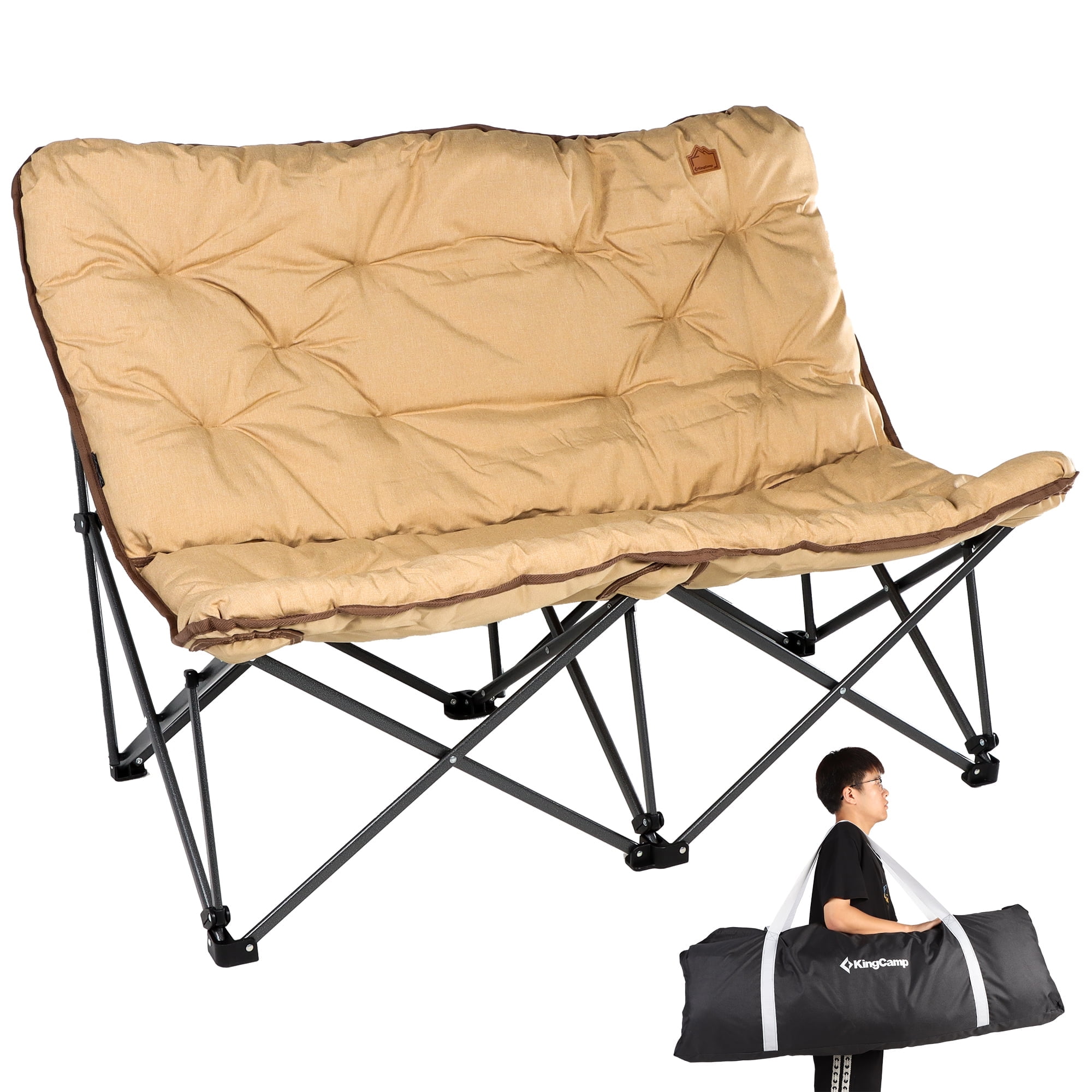KingCamp Loveseat, Portable Adult Double Camping Chair, Folding Lawn ...
