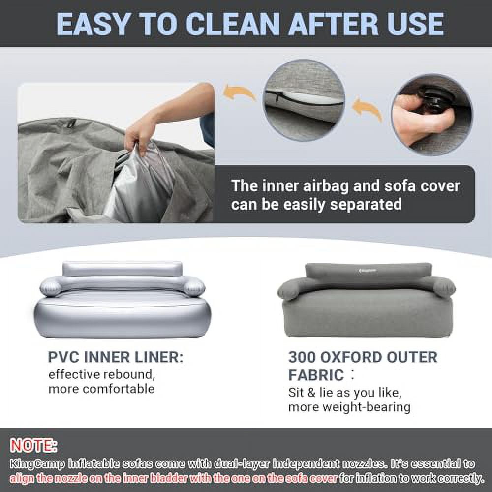 KingCamp Double Inflatable Couch Sofa Camping Chair Heavy Duty for ...
