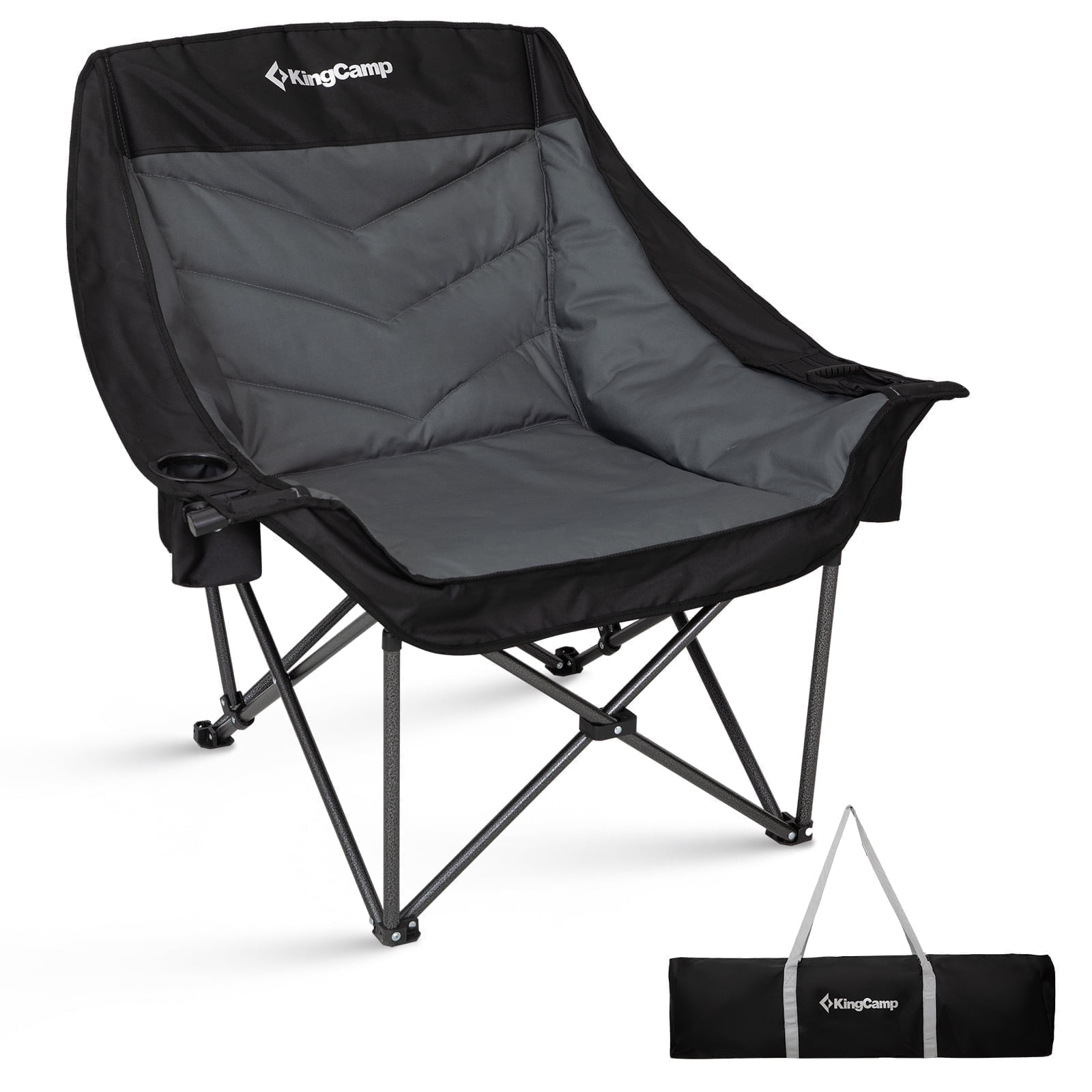 KingCamp Oversized Camping Chair Folding Heavy Duty Padded Saucer Round ...