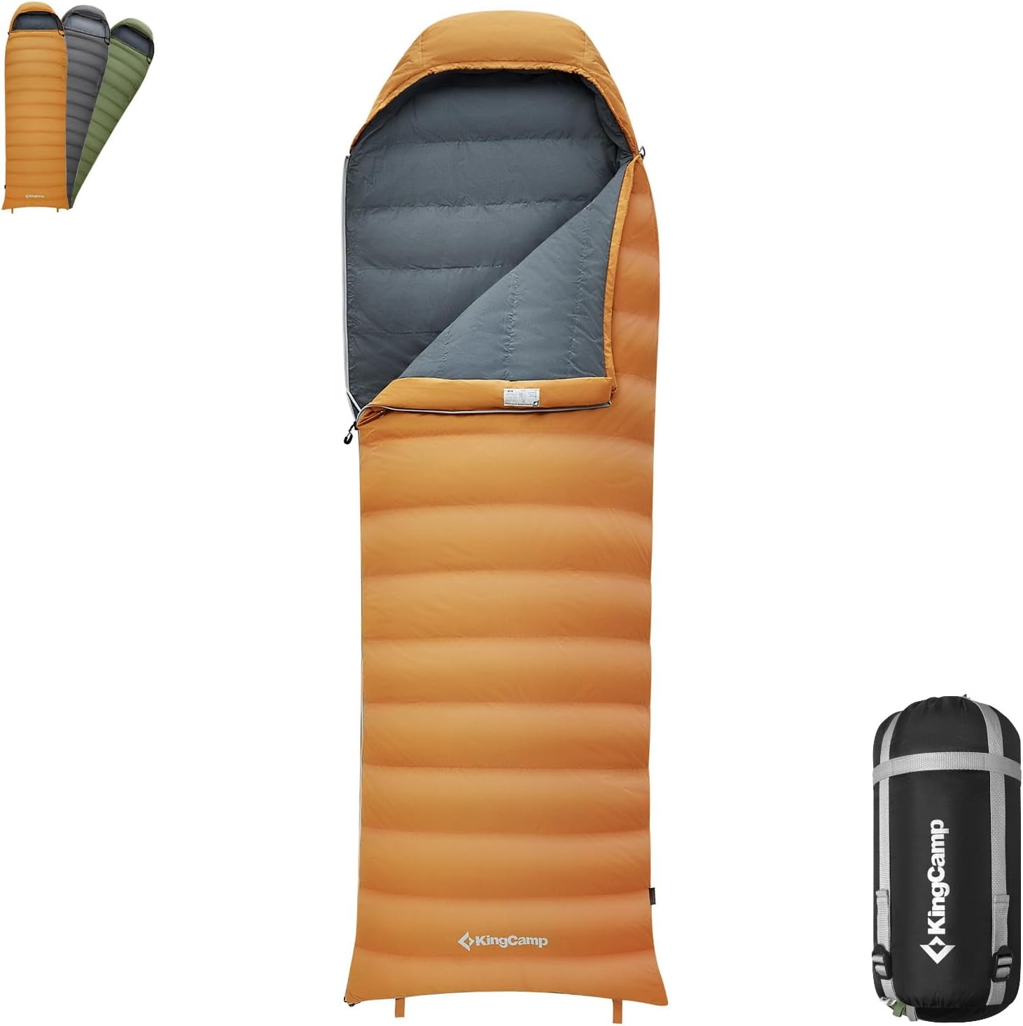 KingCamp Ultralight Down Sleeping Bag, 650 FP Compact Cold Weather 3-4 ...