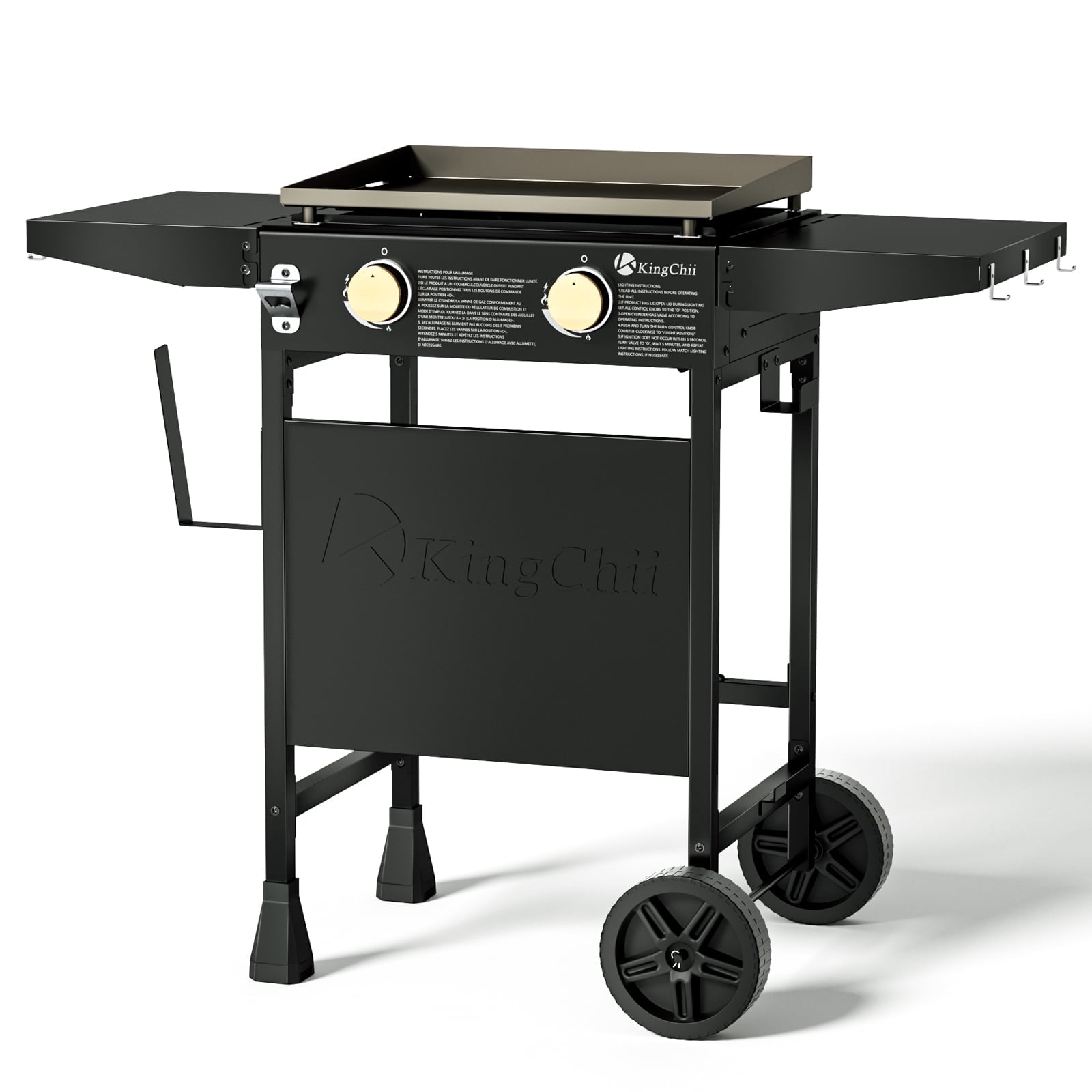 "KingChii 19"" 2-Burner Propane Griddle, Outdoor Flat Top Gas Grill for ...