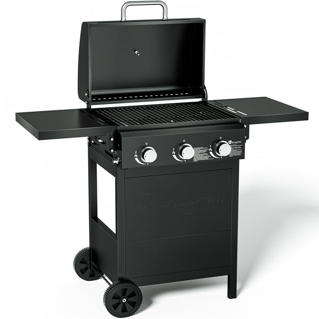 Kingchii 3-Burner Propane Grill, 28,500 BTU BTUs Gas Grill with ...